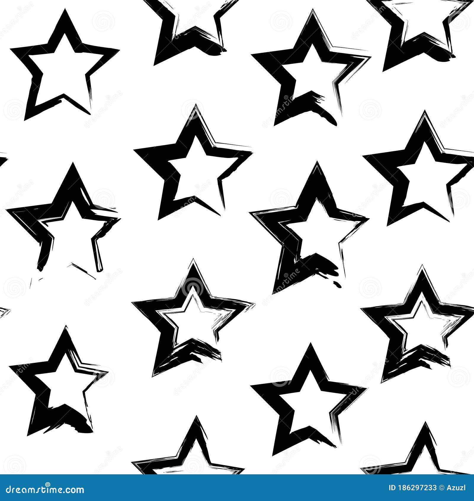 Seamless Pattern from Abstract Black Star Shape Textured Smears on a ...