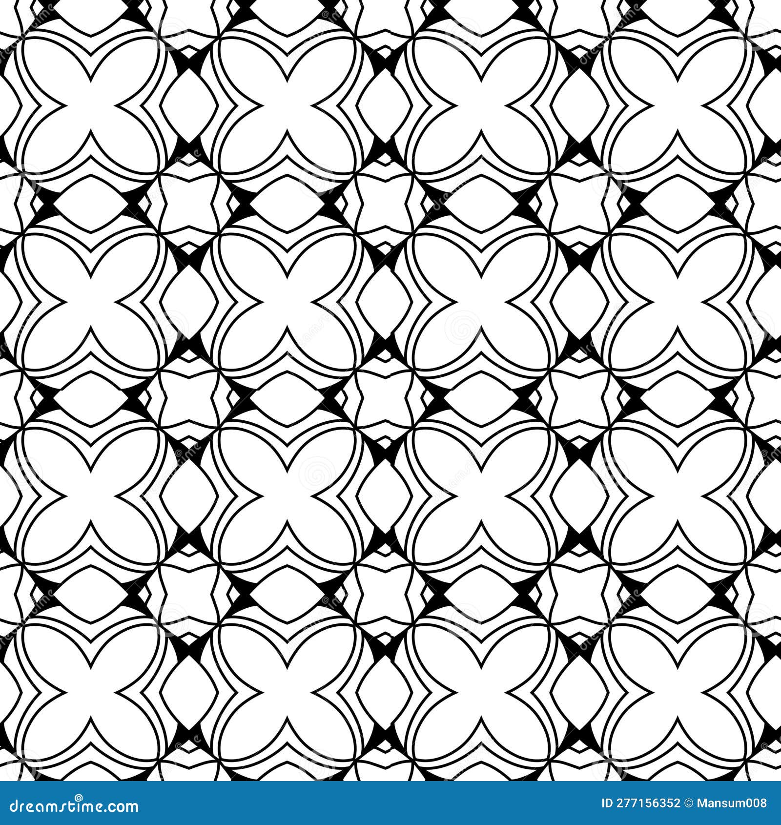 Seamless Pattern Abstract Black and White Ornamental Illustration Stock ...