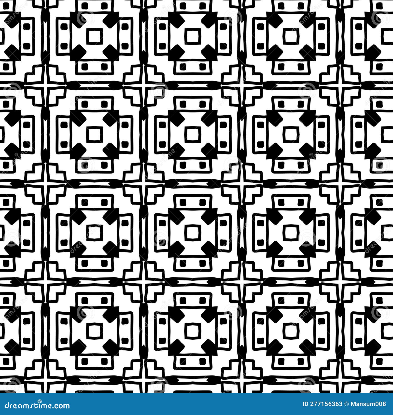 Seamless Pattern Abstract Black and White Ornamental Illustration Stock ...