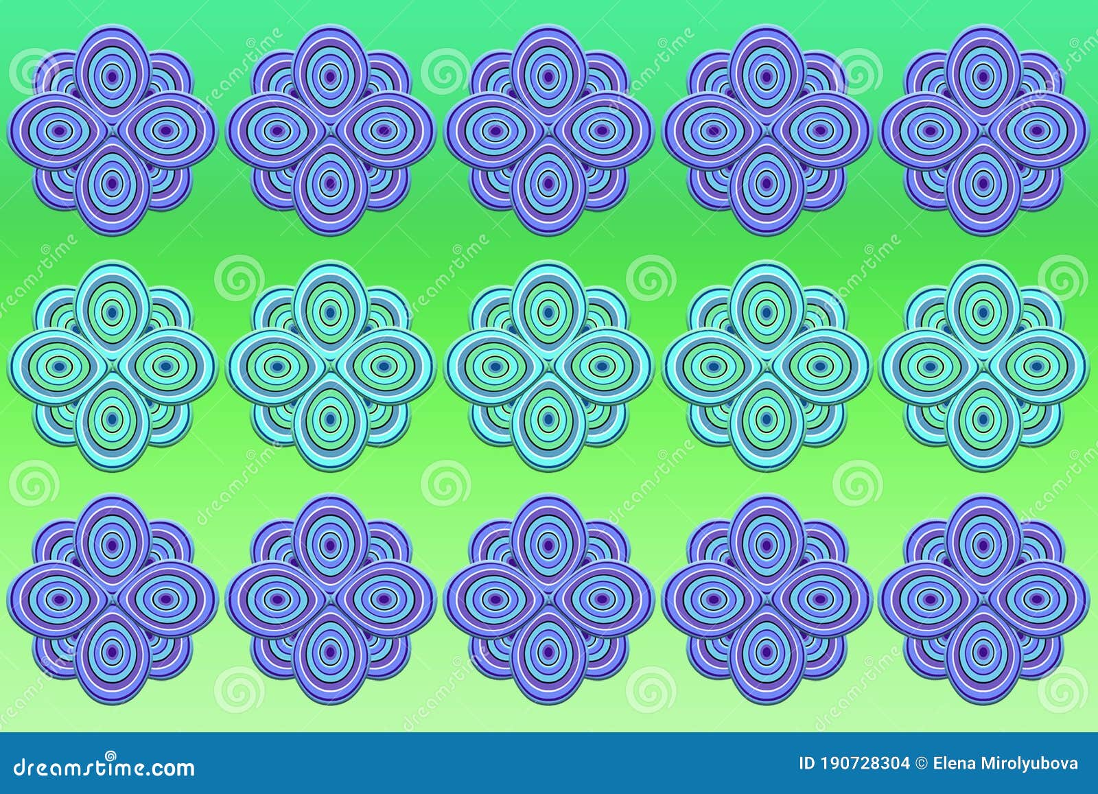 Seamless Pattern with Abstract Blue Flowers on Gradient Background ...
