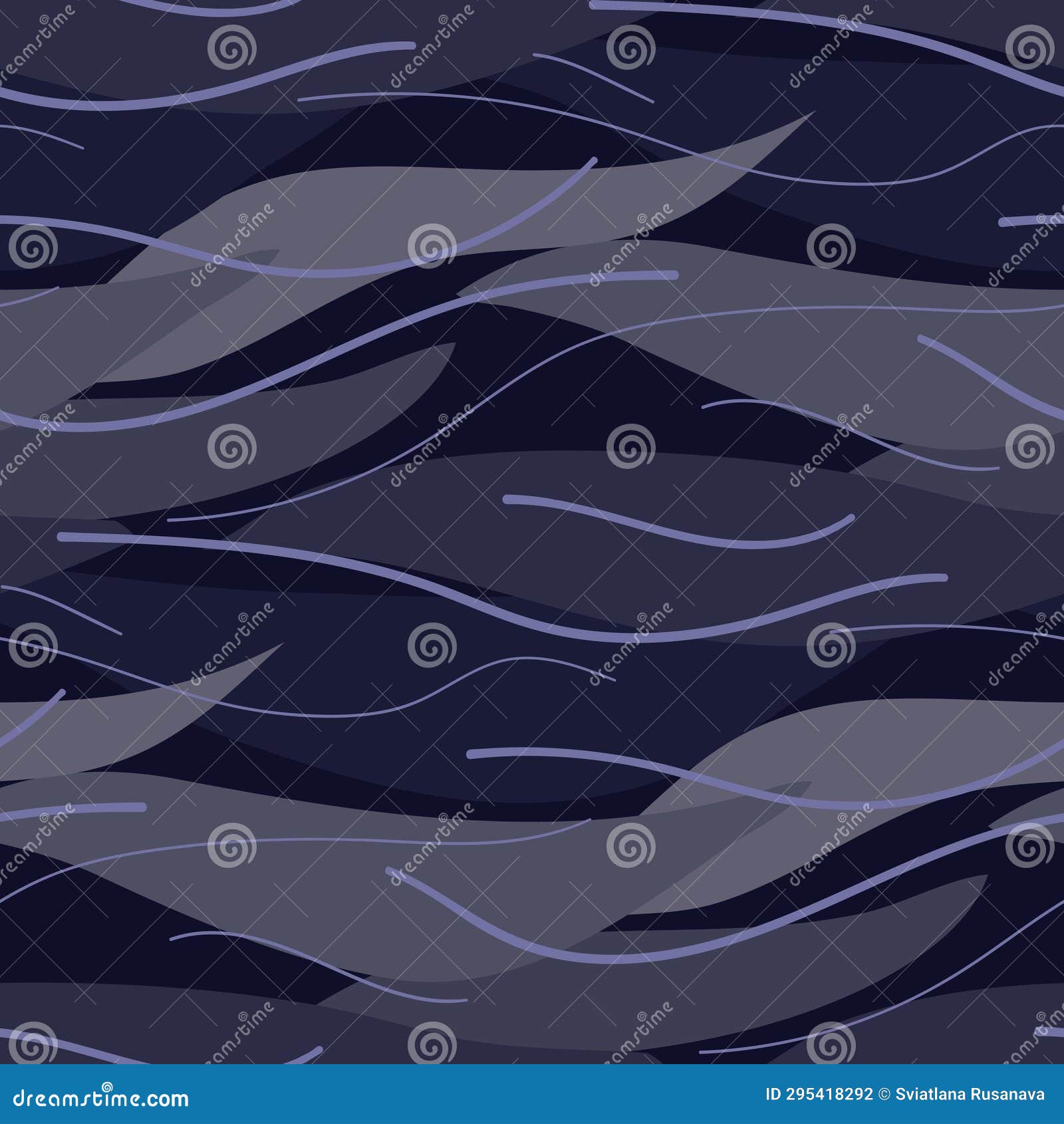 Seamless Pattern with Abstract Blue Waves in the Form of Feathers and ...