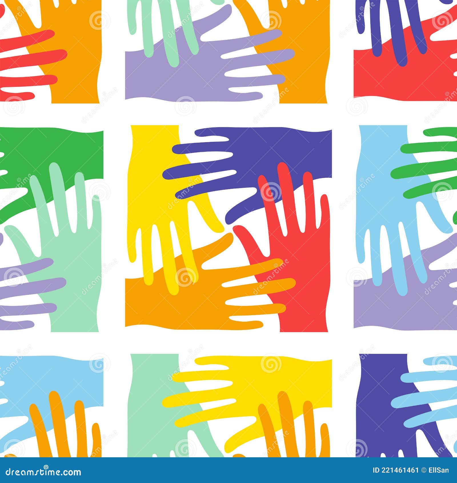 Seamless Pattern of Abstract Bright Colorful Overlapping Hands ...
