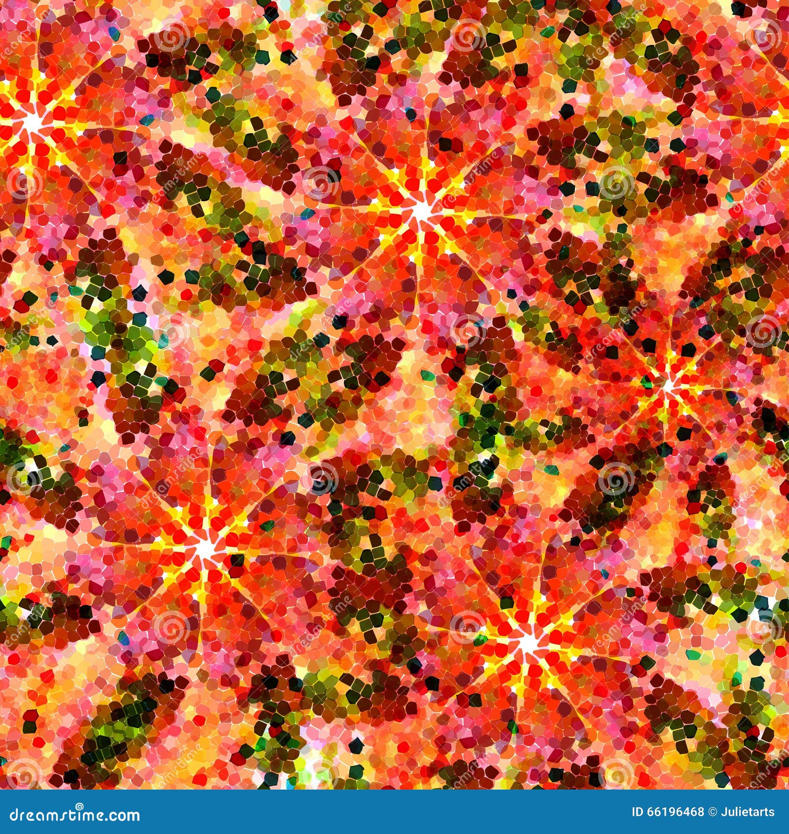 Seamless Pattern with Abstract Bright Flowers. Halftone Effect. Vector ...