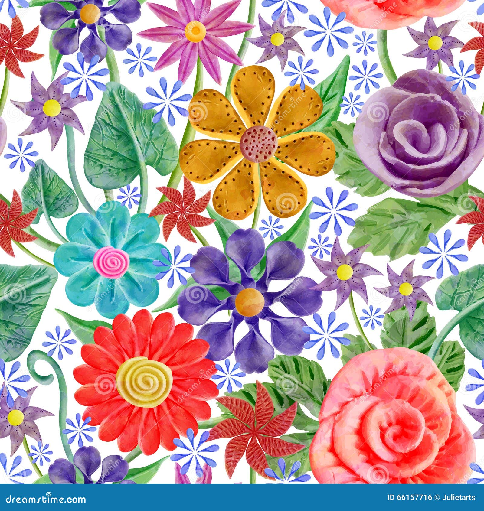 Seamless Pattern with Abstract Bright Flowers. Vector, EPS10 Stock ...