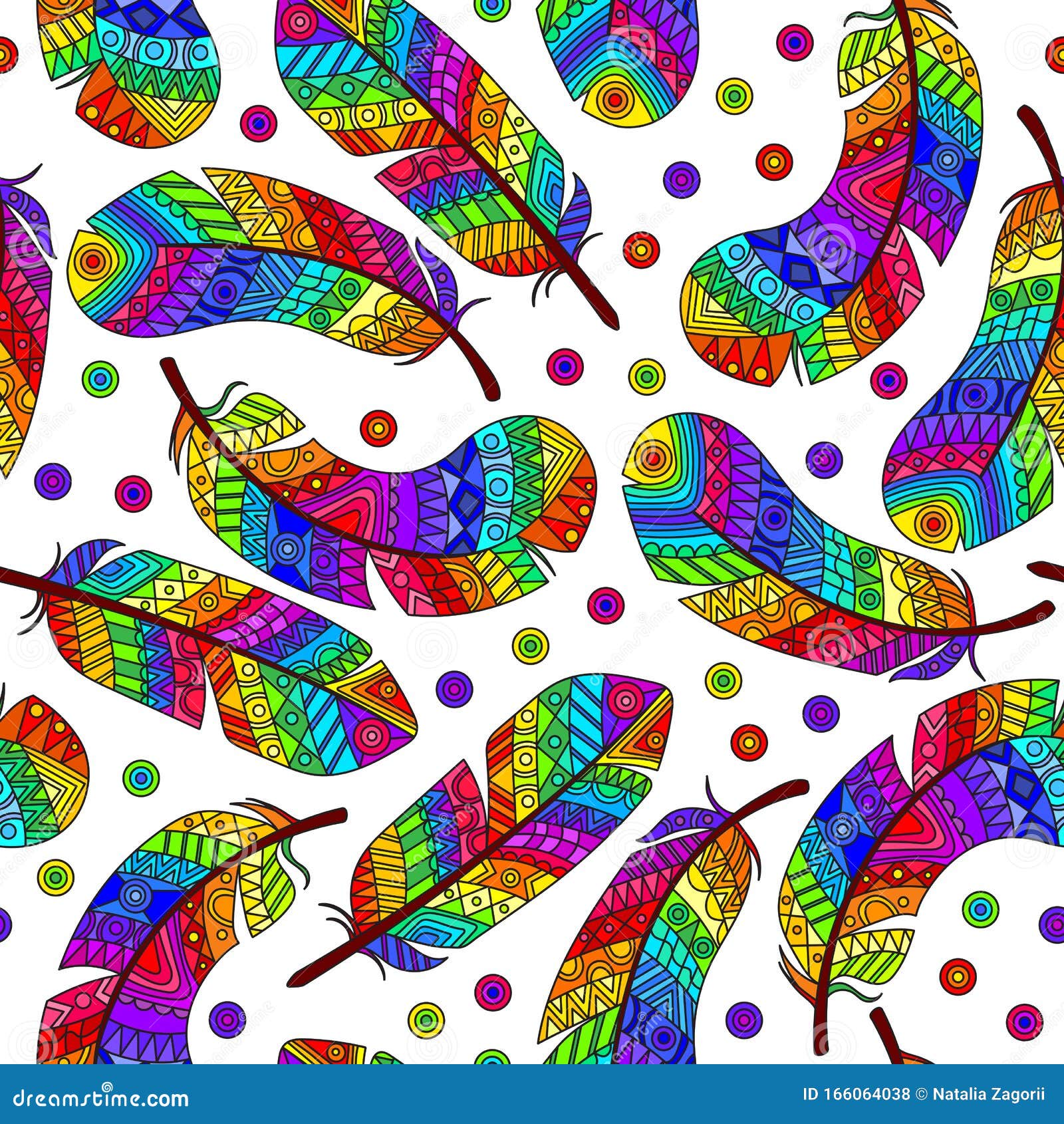 Seamless Illustration with Abstract Bright Rainbow Feathers on White Background Stock Vector ...