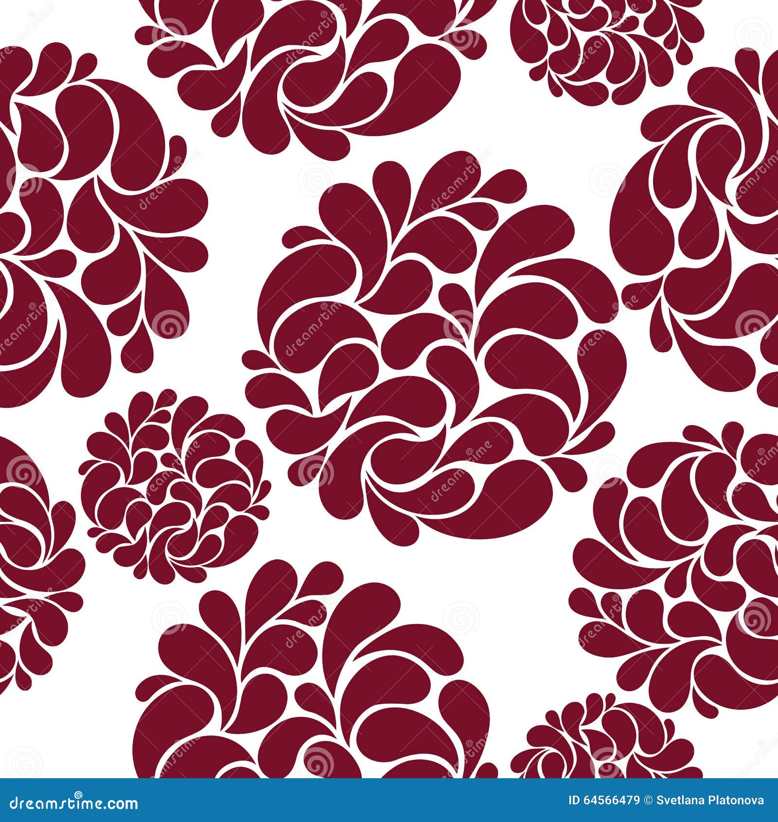 Seamless Pattern with Abstract Burgundy Flowers Stock Vector ...