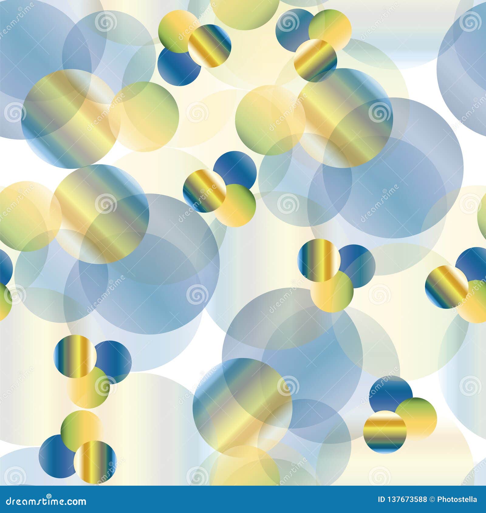 Seamless Pattern with Abstract Circles in Blue and Yellow Colors Vector ...