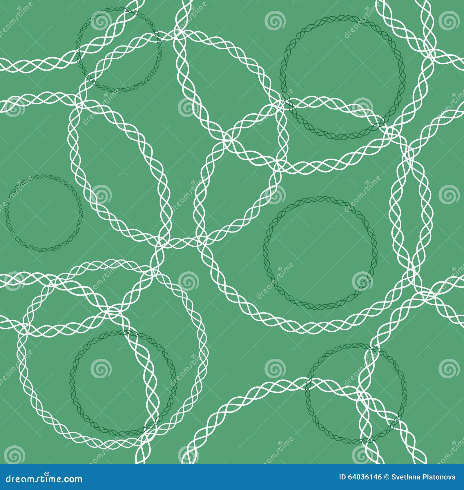 Seamless Pattern of Abstract Circles Chain on a Green Background Stock ...