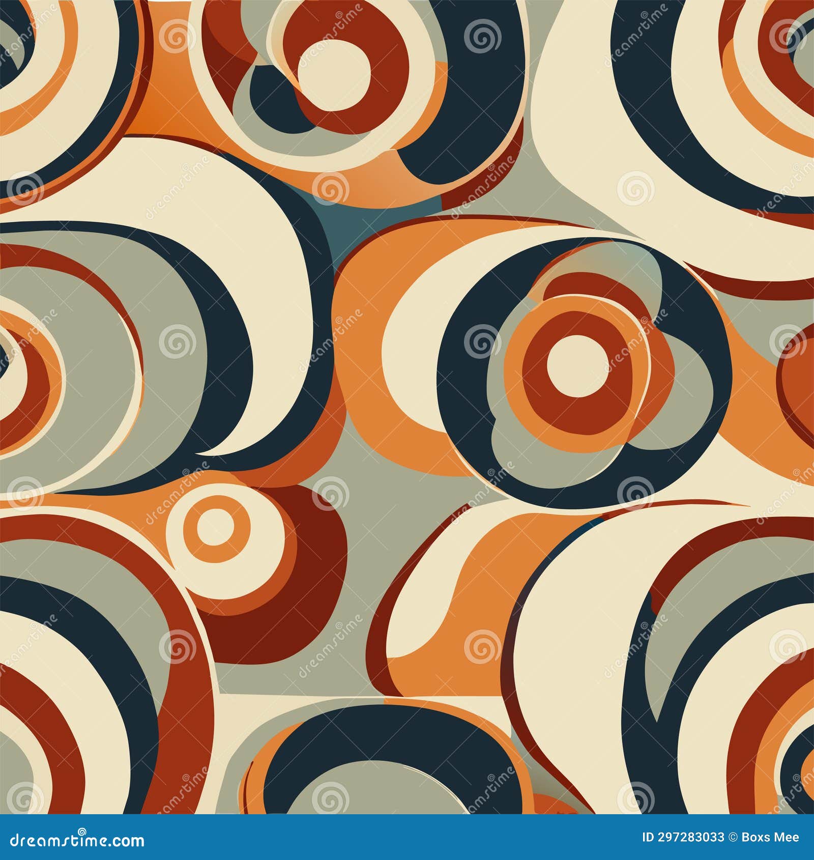 Seamless Pattern with Abstract Circles in Retro Style. Vector Illustration Generative AI Stock ...