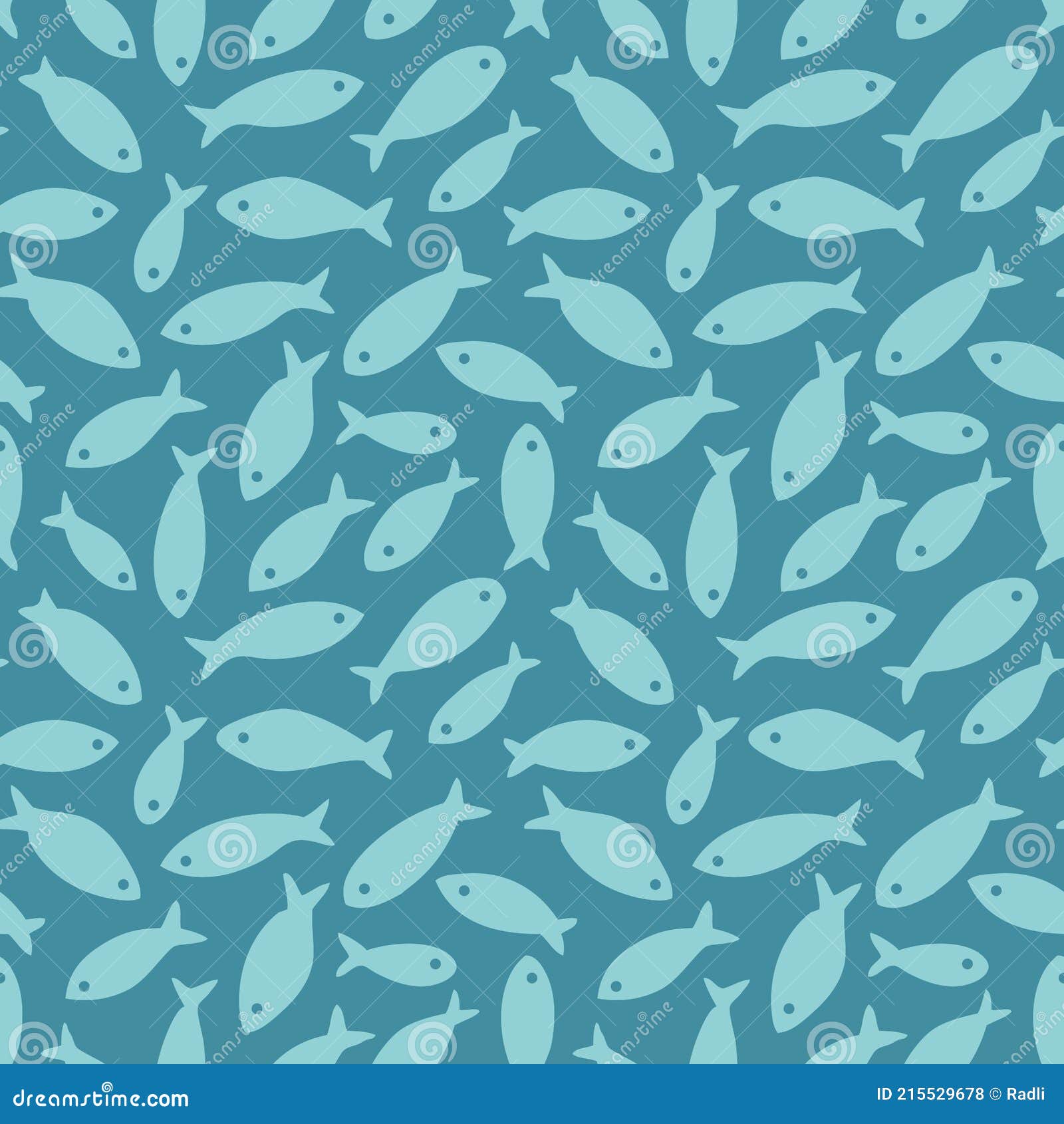 Seamless Pattern with Abstract Decorative Fish Silhouette on Blue ...