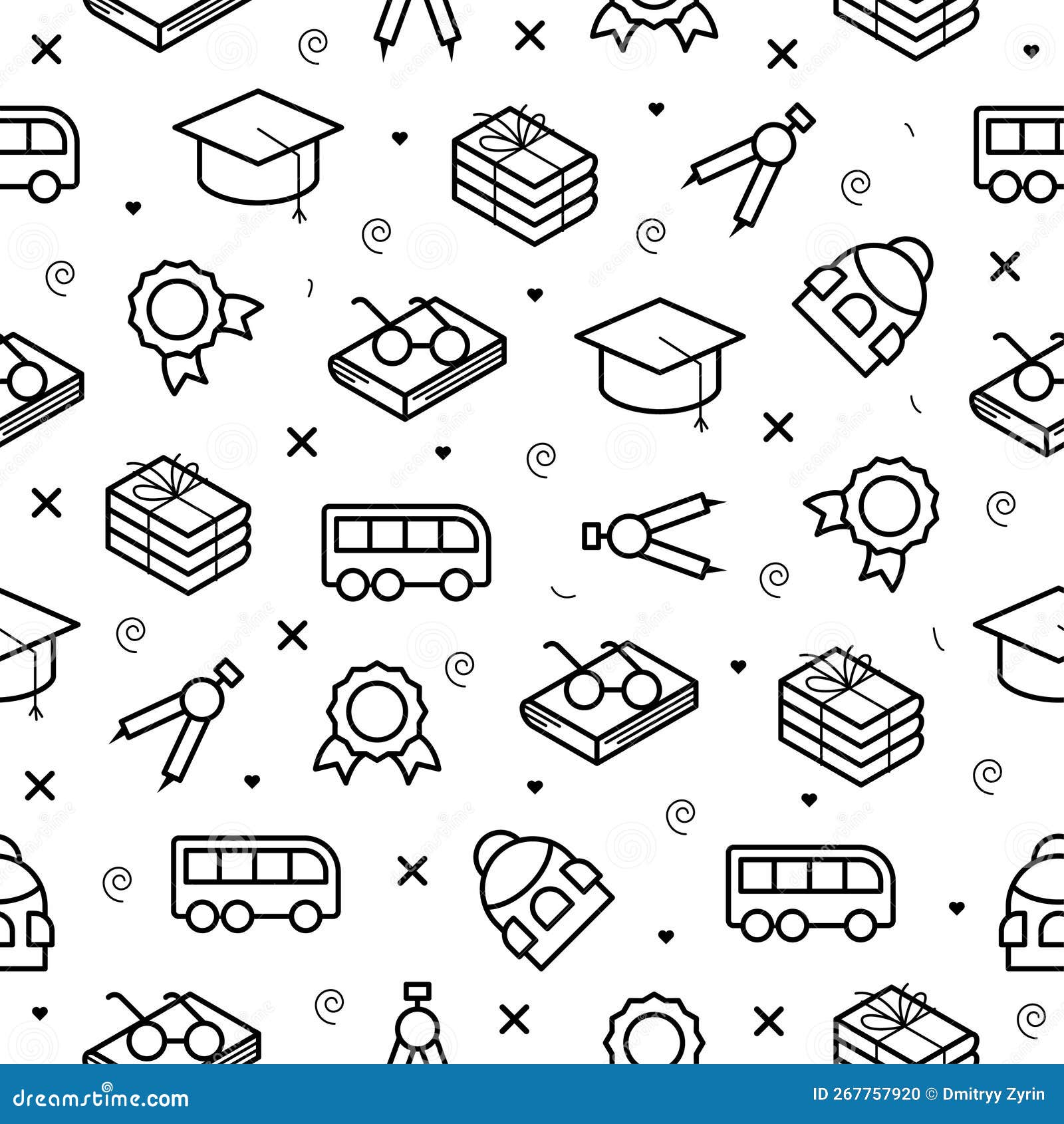 Seamless Pattern Abstract Doodle Elements Collection College School ...