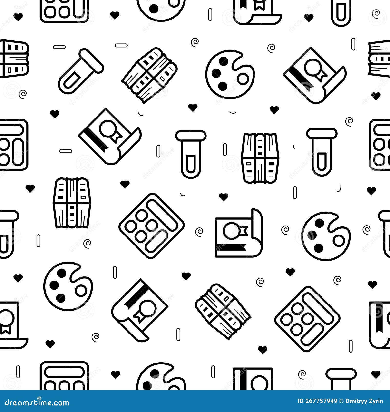 Seamless Pattern Abstract Doodle Elements Collection College School ...