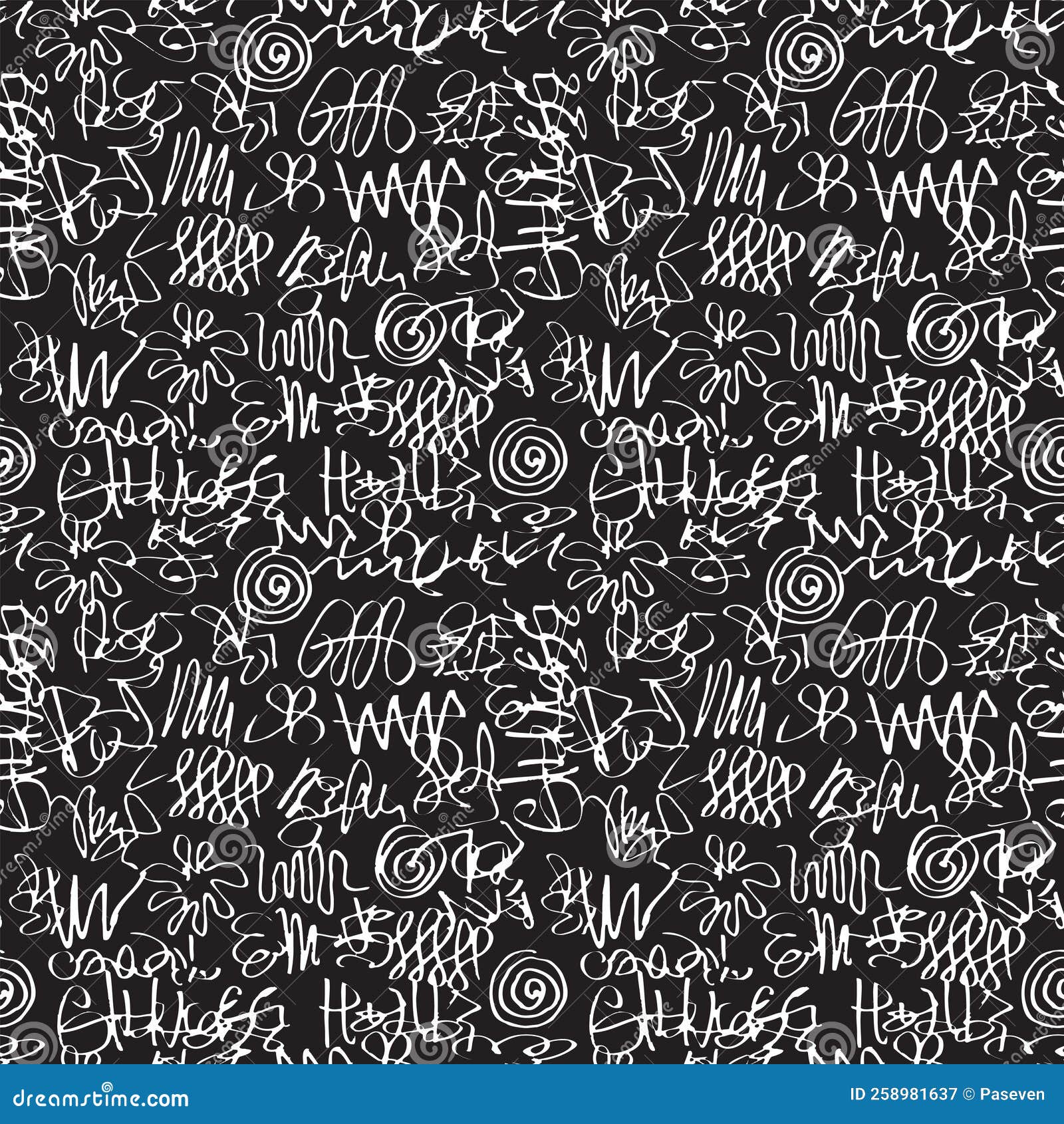 Seamless Pattern with Abstract Doodles in a Graffiti Style Stock Vector ...