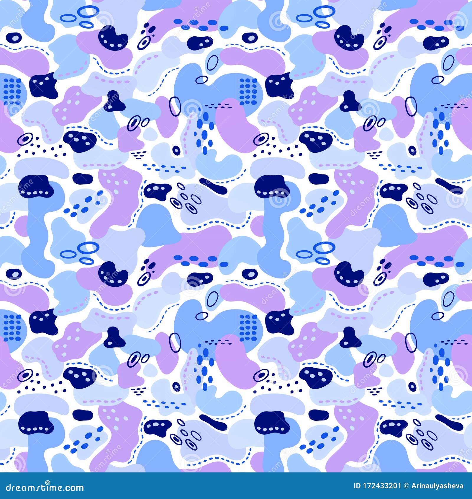 Seamless Pattern Abstract Drawing. Background with Hand Painted Naive ...