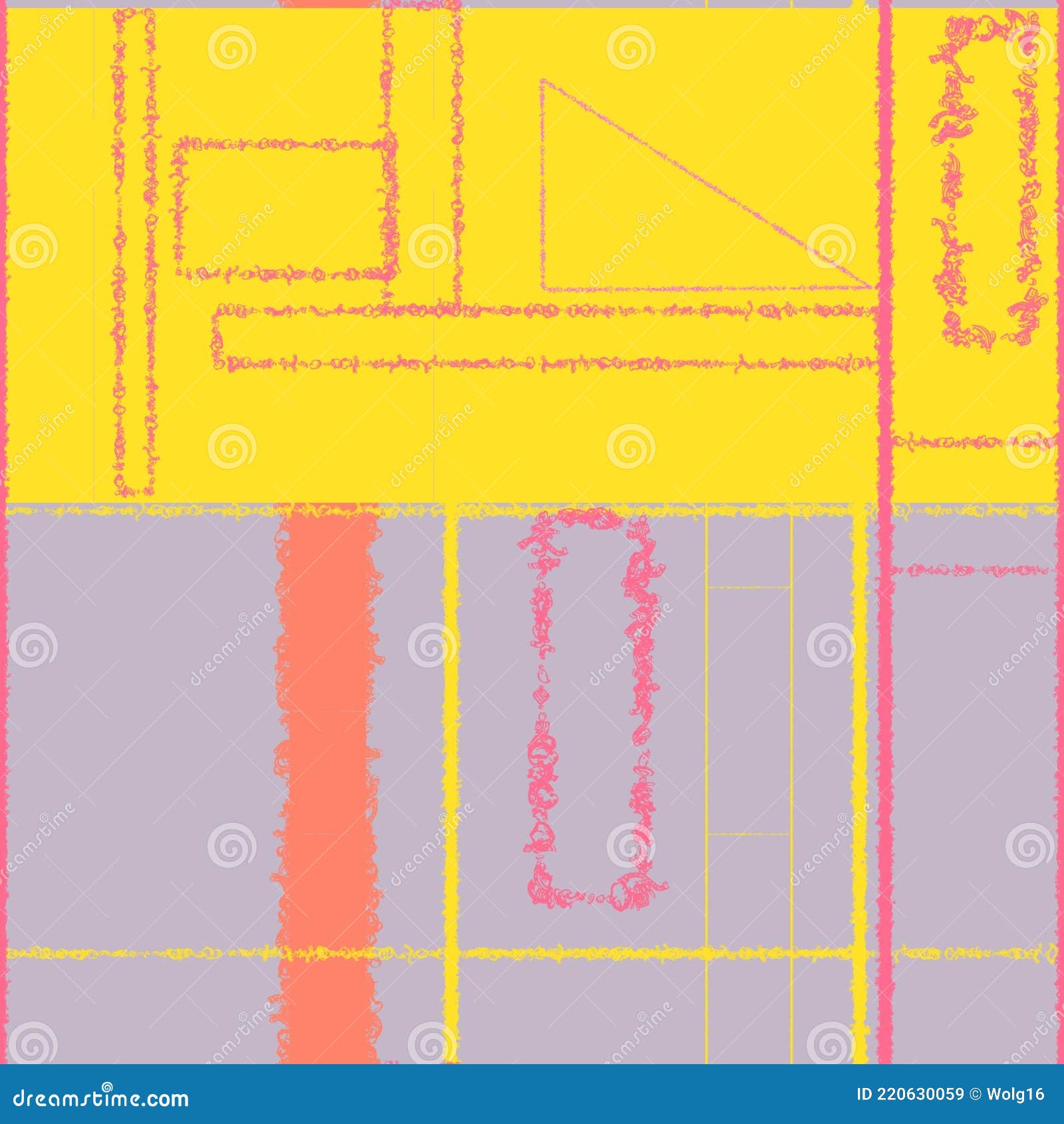 Seamless Pattern of Abstract Elements in Yellow, Pink and Gray Shades ...