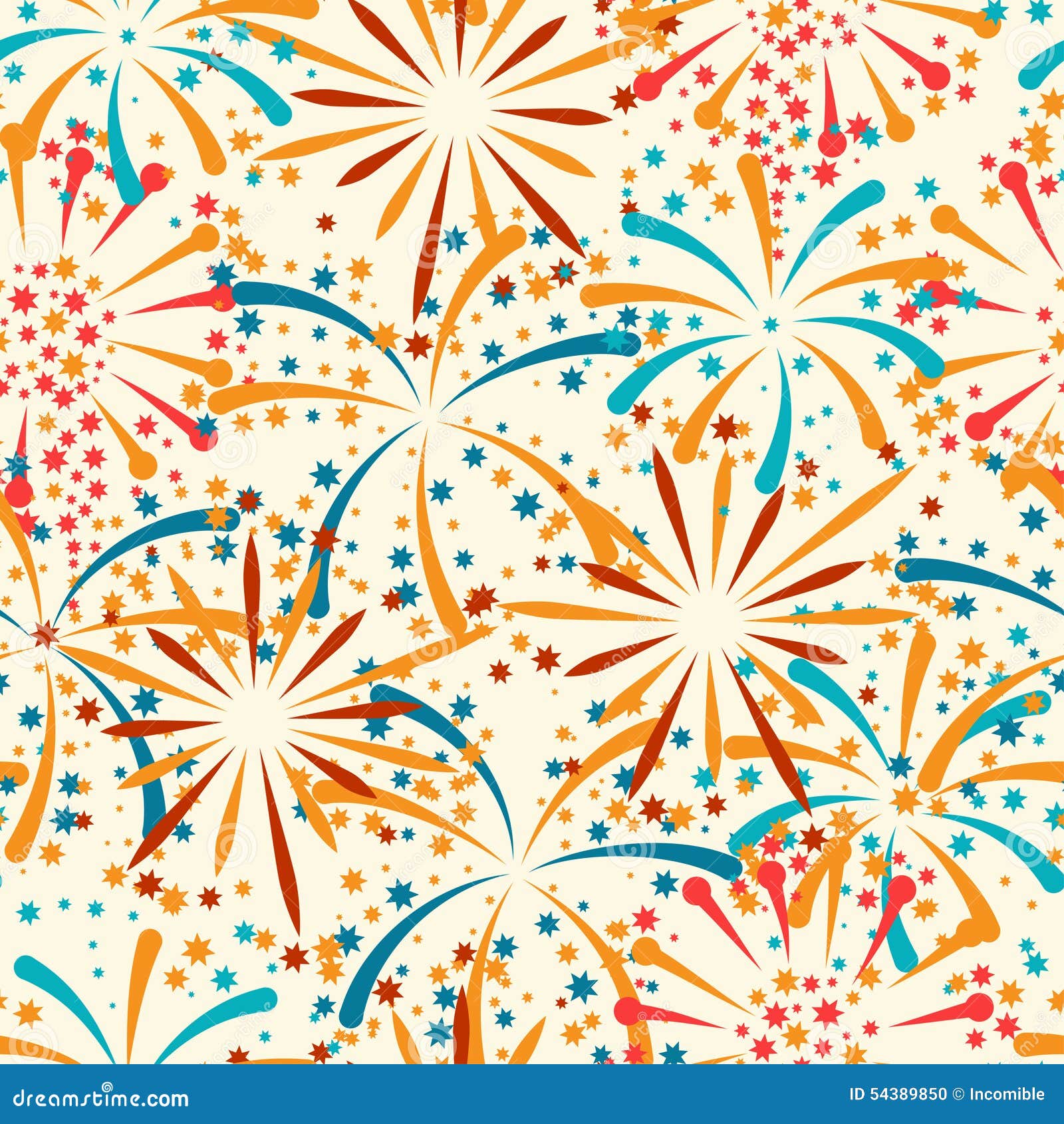 Seamless Pattern with Abstract Fireworks and Stock Vector ...