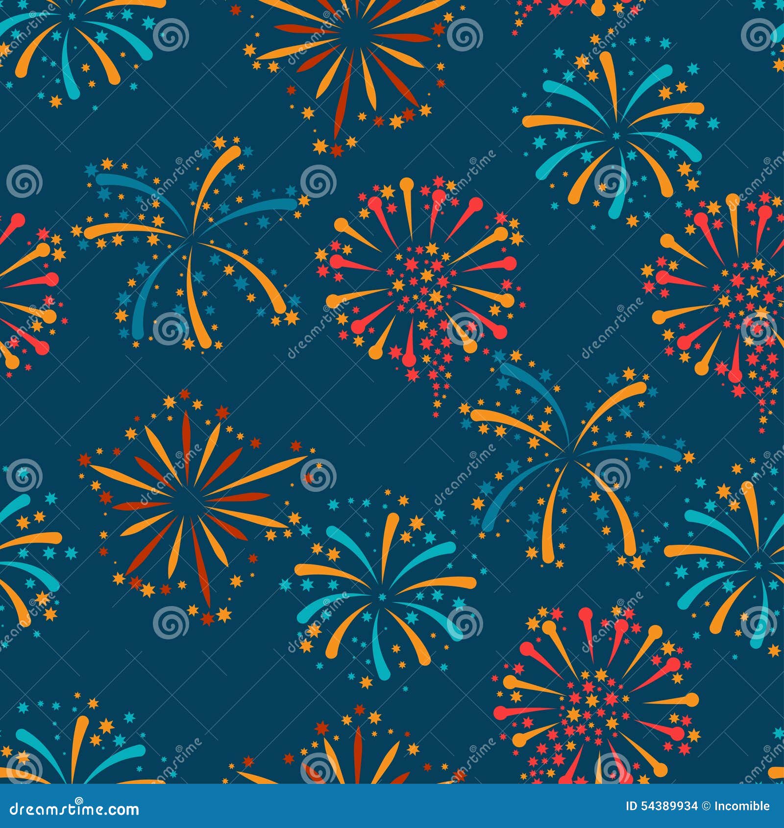 Seamless Pattern with Abstract Fireworks and Stock Vector ...