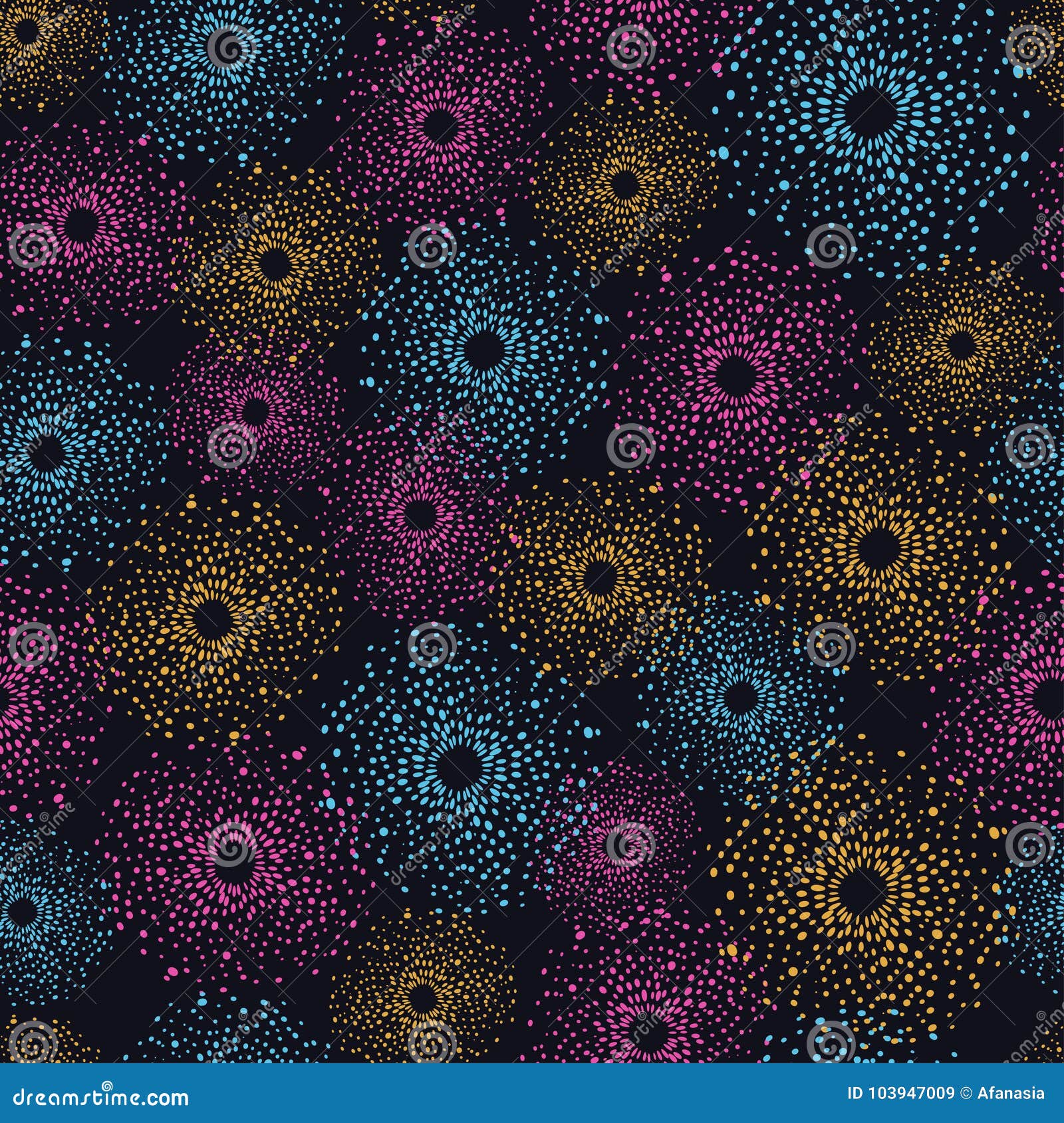 Seamless Pattern with Abstract Fireworks. Stock Vector - Illustration ...