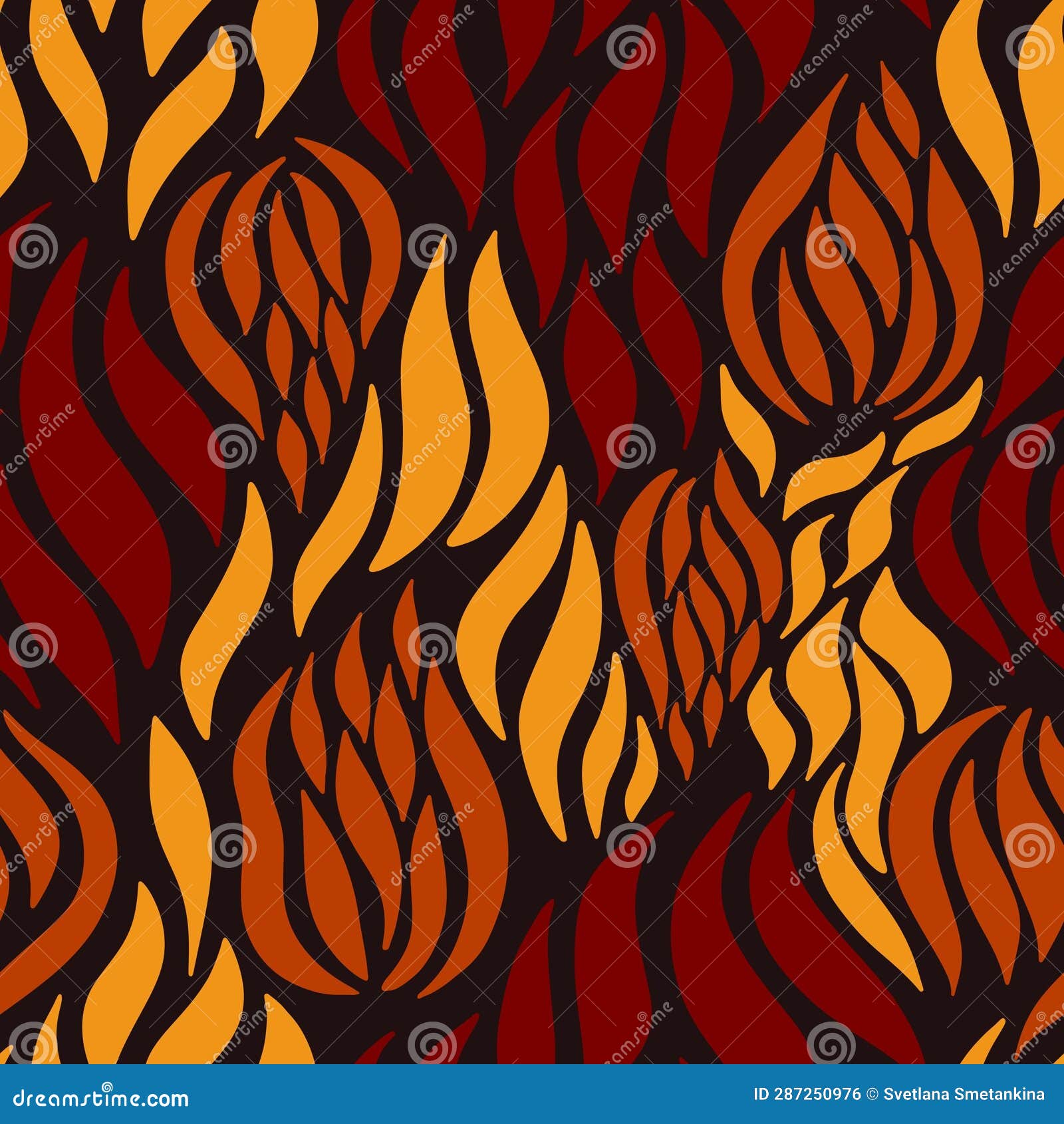 Seamless Pattern from Abstract Flames of Fire in Red, Orange and Yellow ...
