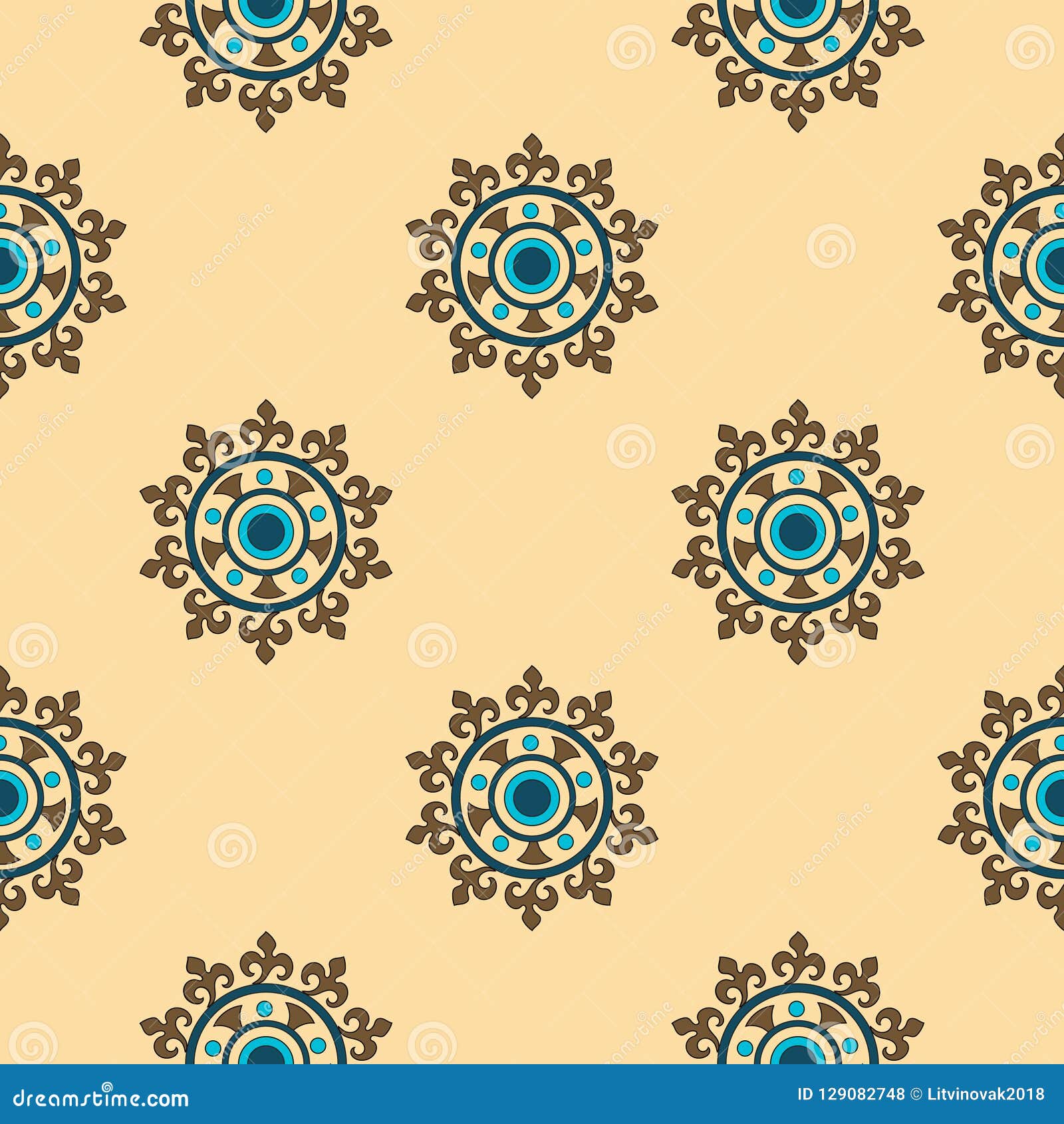 Seamless Pattern with Abstract Floral Elements in Retro Style. Textile ...