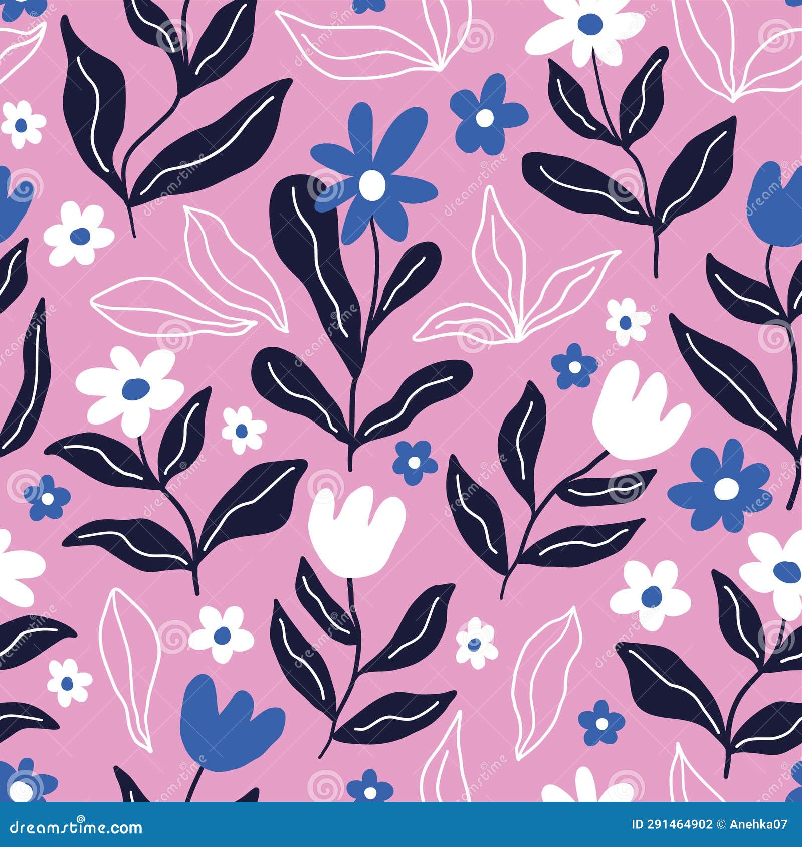 Seamless Pattern with Abstract Flowers. Creative Floral Surface Design ...
