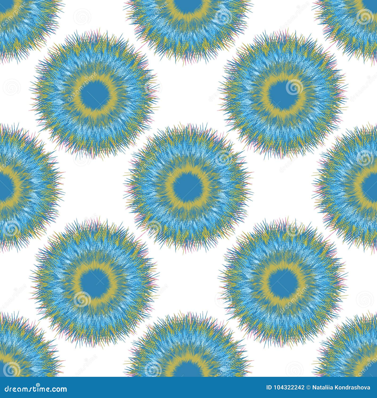 Seamless Pattern with Abstract Furry Circle Stock Vector - Illustration ...