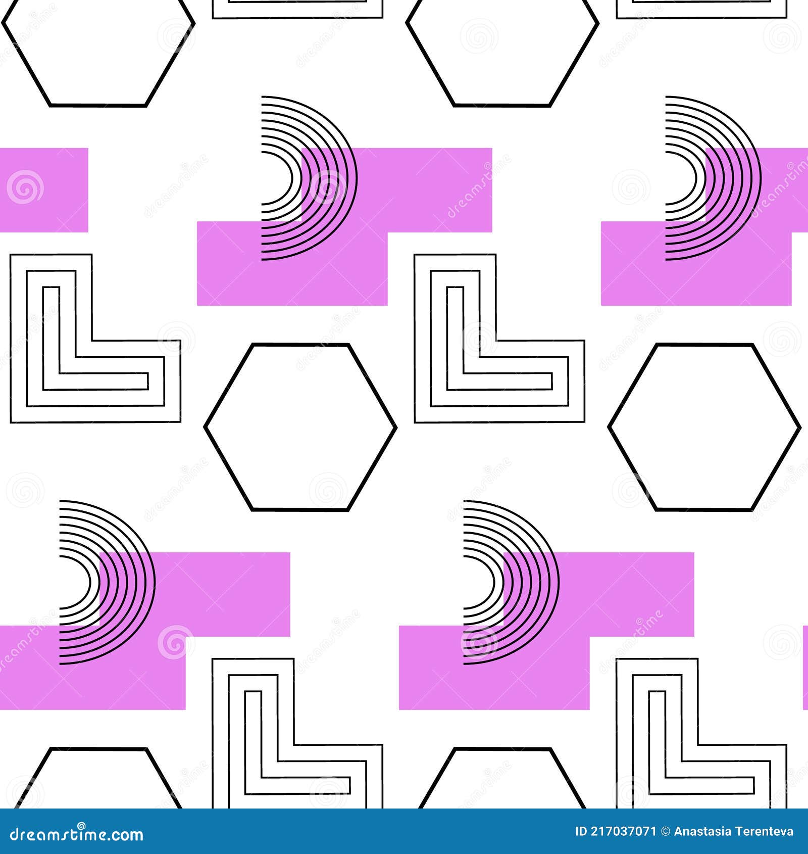 A Seamless Pattern of Abstract Geometric Shapes. on a White Background ...