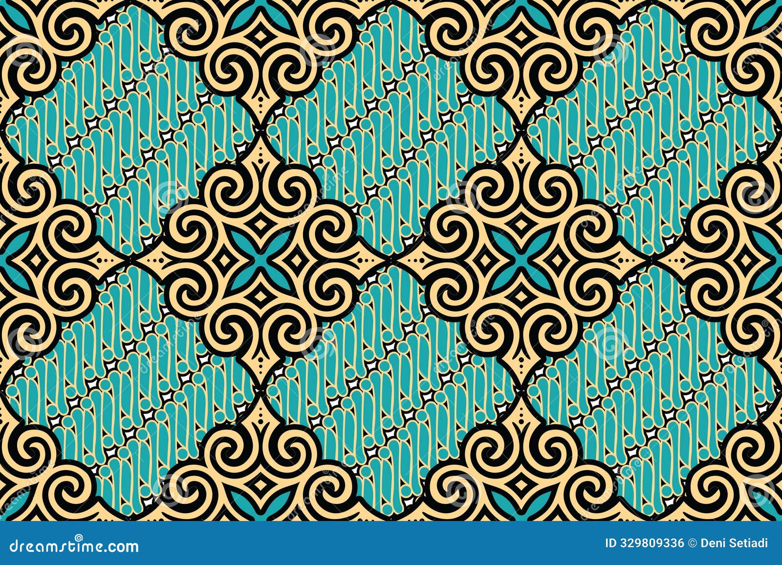 Simple Batik In Gold Background Seamless Damask Batik Pattern Royalty ...