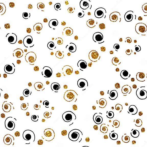 Seamless Pattern with Abstract Gold Simple Elements, Scroll on a White ...