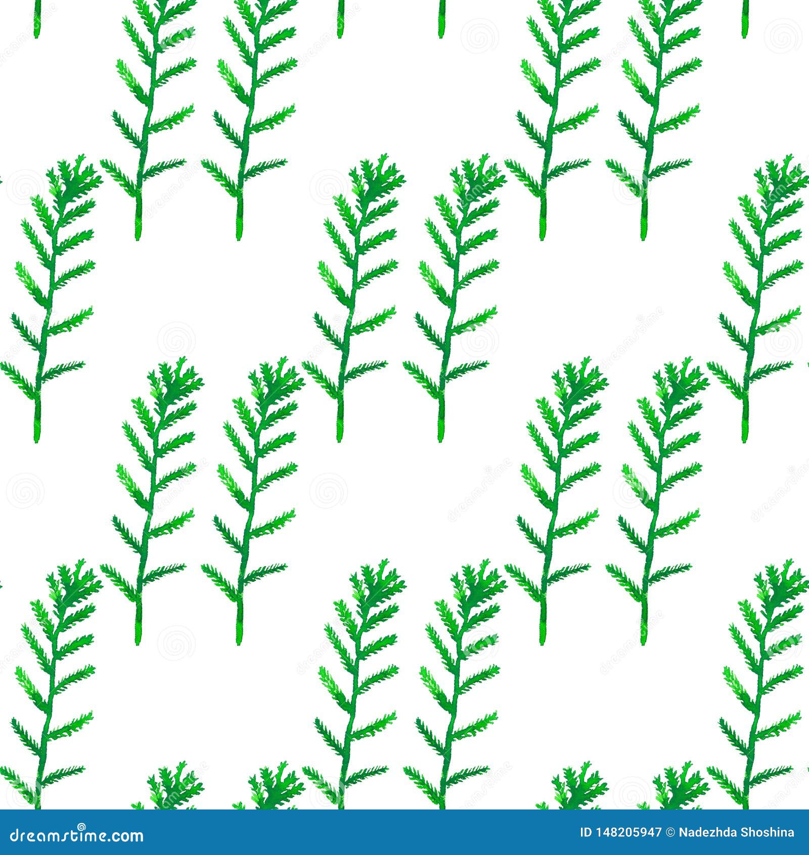 Seamless Pattern with Abstract Green Plants Stock Illustration ...