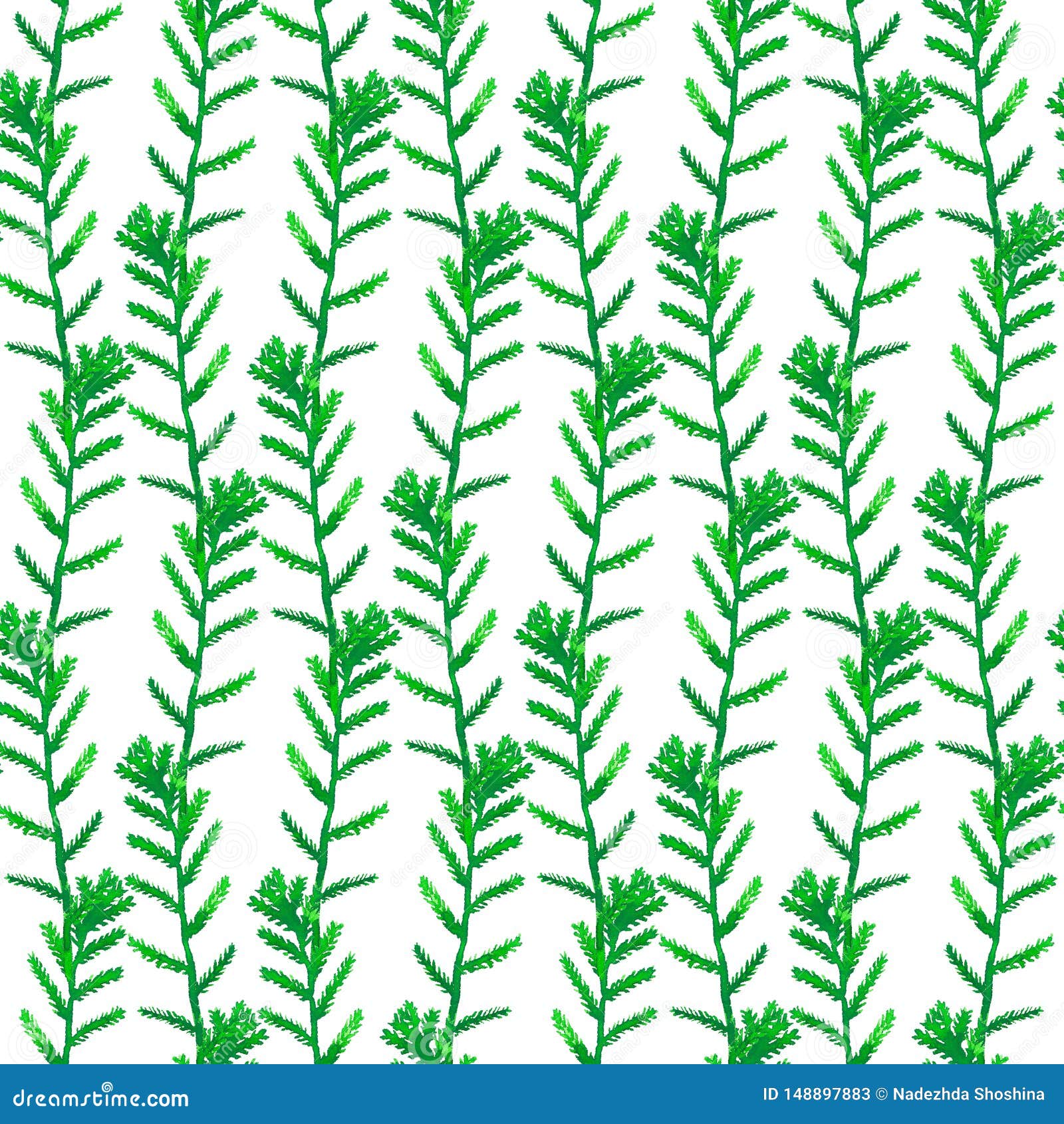 Seamless Pattern with Abstract Green Plants Stock Illustration ...