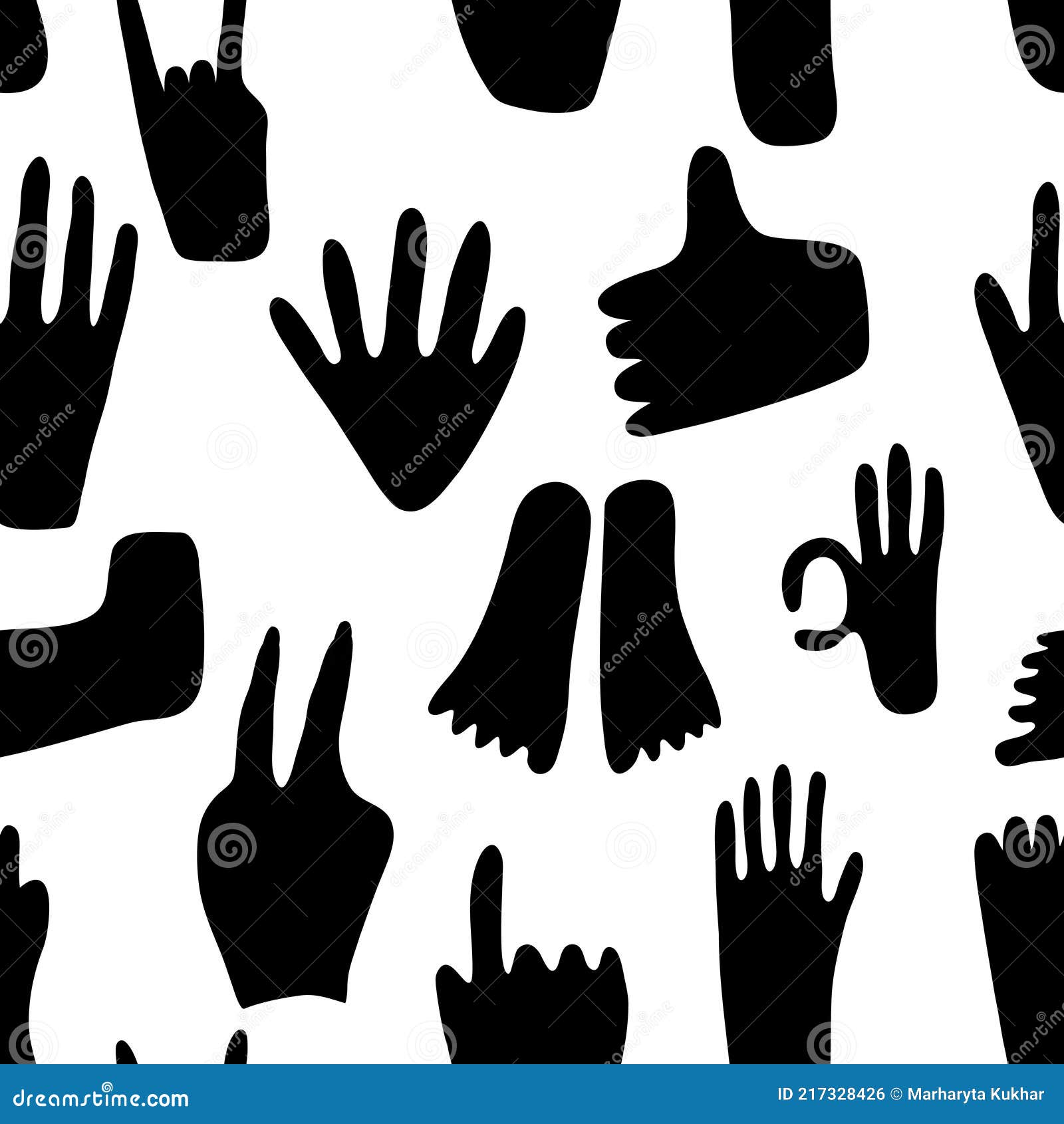 Seamless Pattern with Abstract Hands and Legs in Different Poses. Hand ...