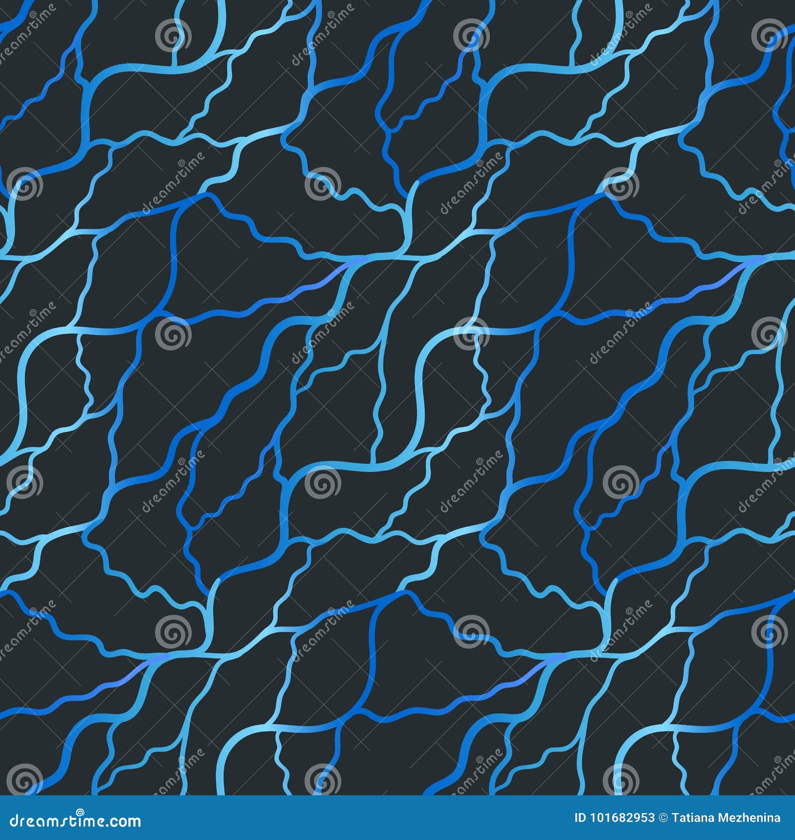 Seamless Pattern with Abstract Irregular Blue Grid Stock Illustration ...