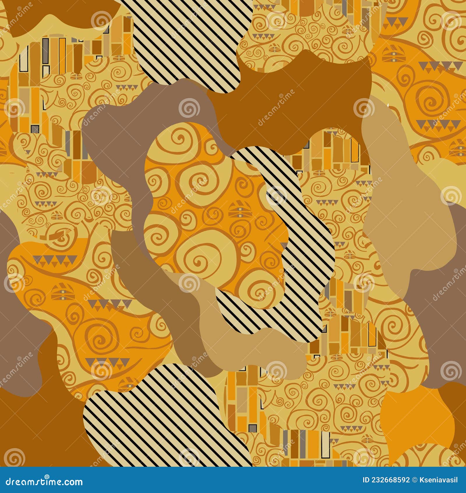 Seamless Pattern Abstract Klimt Stock Vector - Illustration of ornament ...
