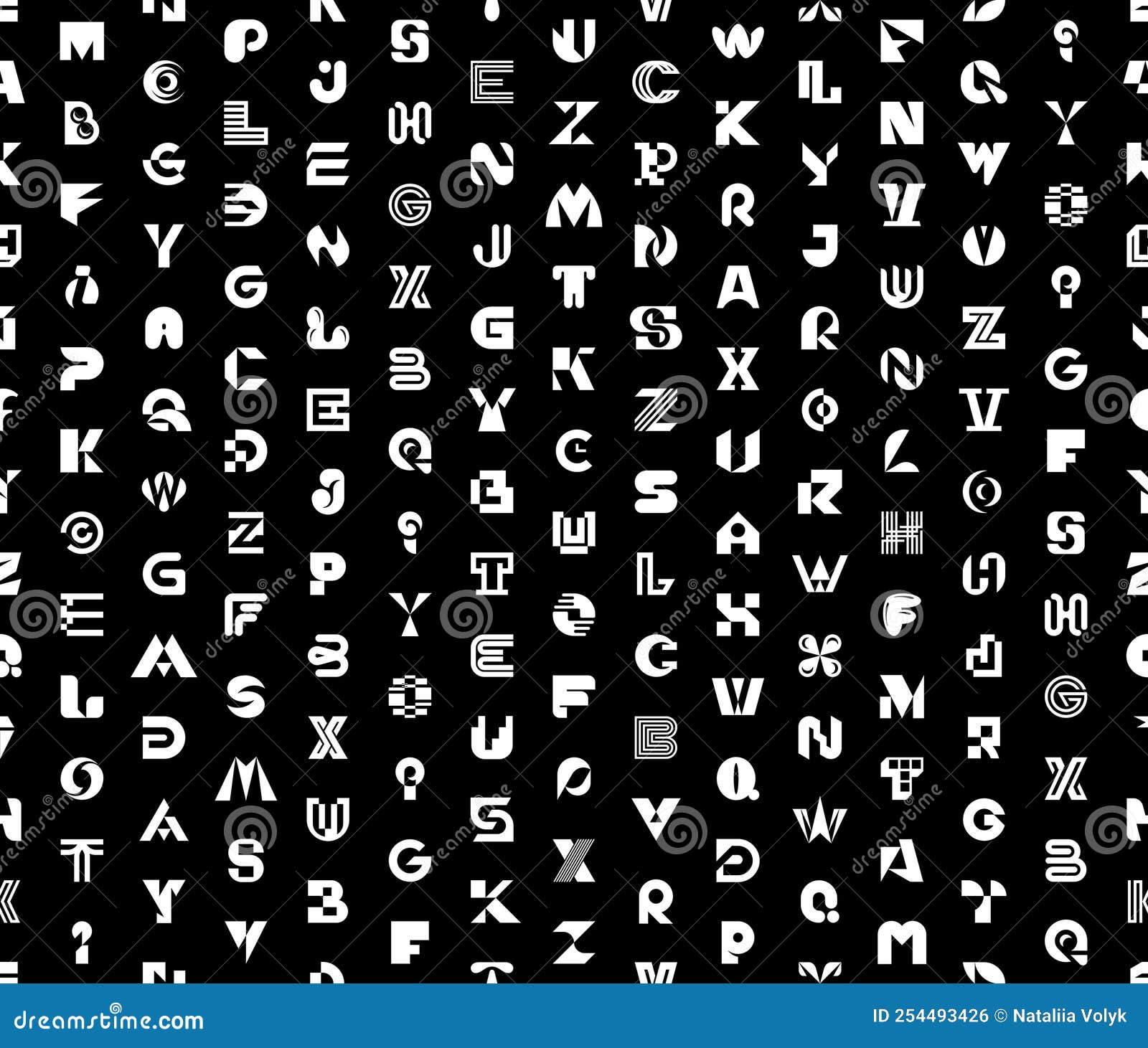 Seamless Pattern with Abstract Letters Stock Vector - Illustration of ...