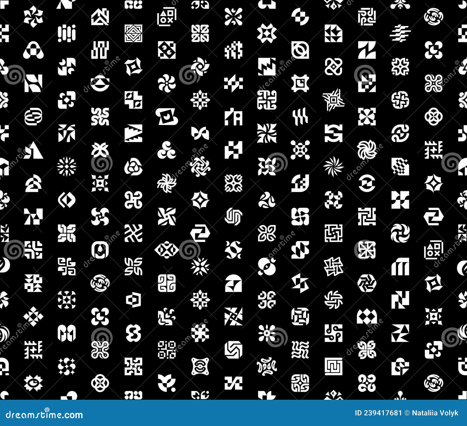 Seamless Pattern with Abstract Logos Stock Vector - Illustration of ...