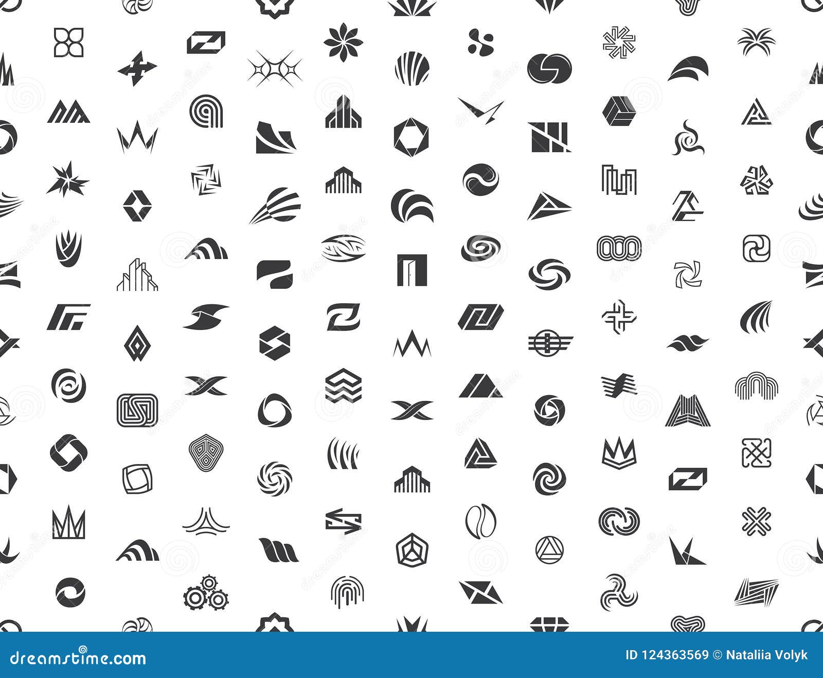 Seamless Pattern with Abstract Logos Stock Vector - Illustration of ...