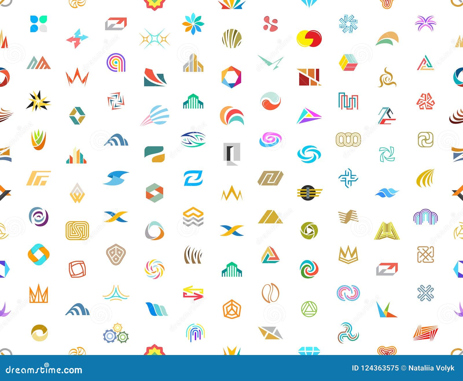 Seamless Pattern with Abstract Logos Stock Vector - Illustration of ...