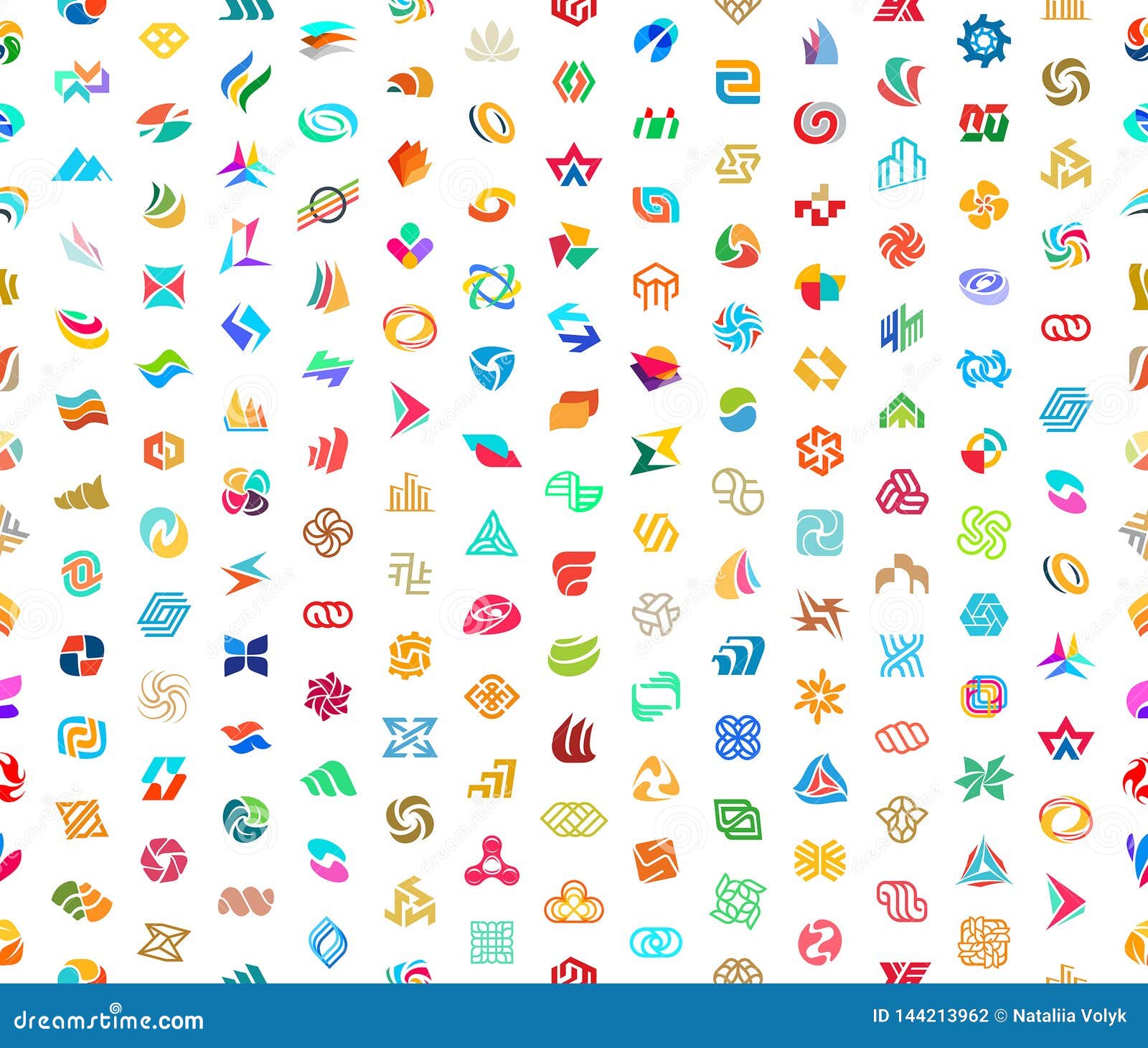 Seamless Pattern with Abstract Logos Stock Vector - Illustration of ...