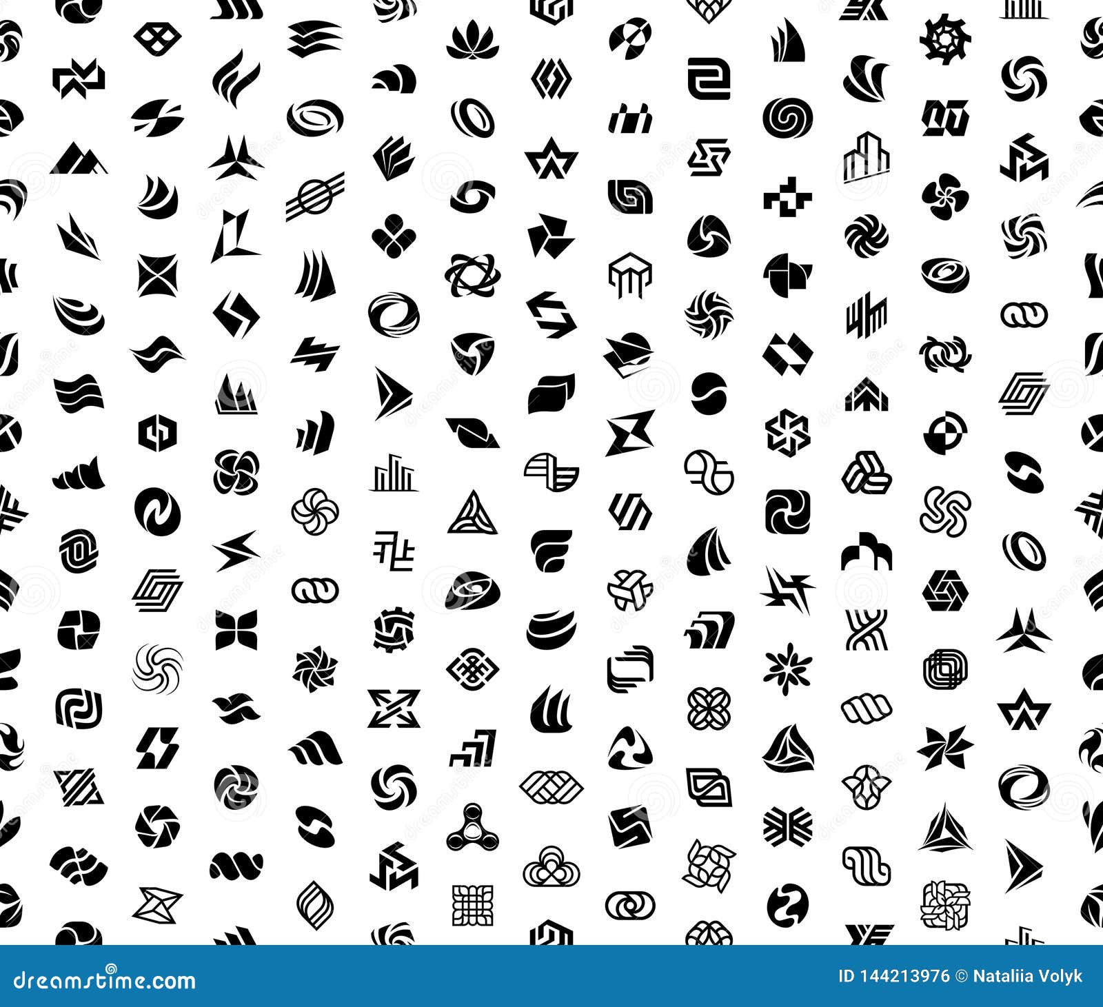 Seamless Pattern with Abstract Logos Stock Vector - Illustration of ...