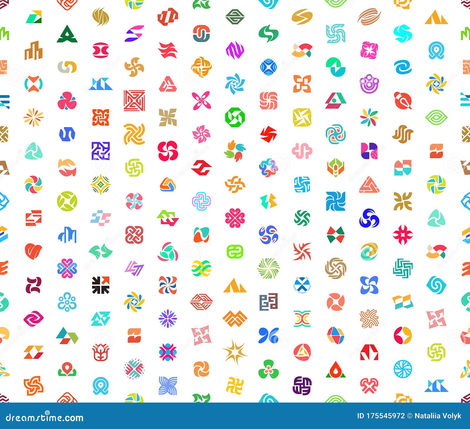 Seamless Pattern with Abstract Logos Stock Vector - Illustration of ...