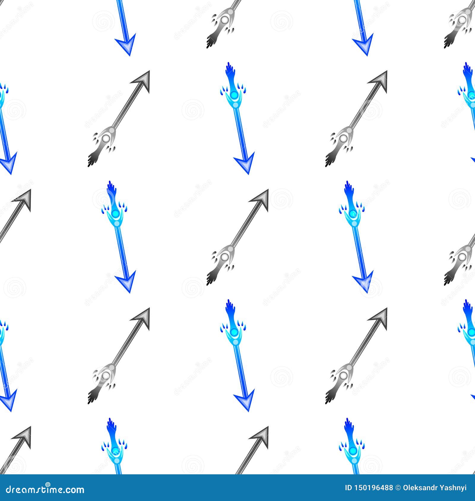 Seamless Pattern With Abstract Magic Arrows On White Background. Wizard ...