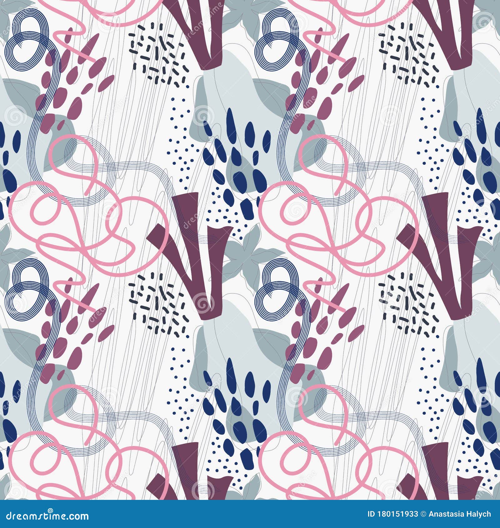 Seamless Pattern with Abstract and Modern Elements in Collage Style ...