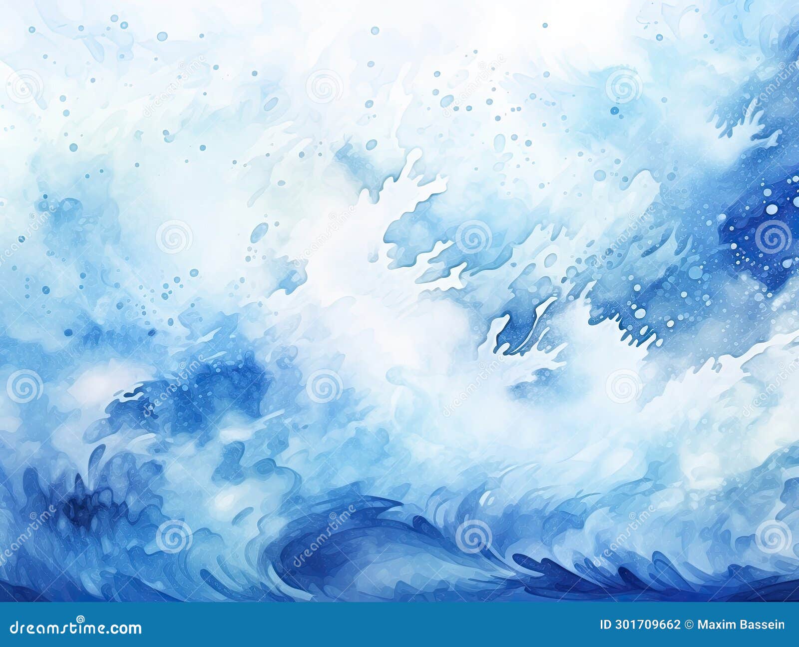 Seamless Pattern with Abstract Ocean Painting with Wavy Water Shades ...