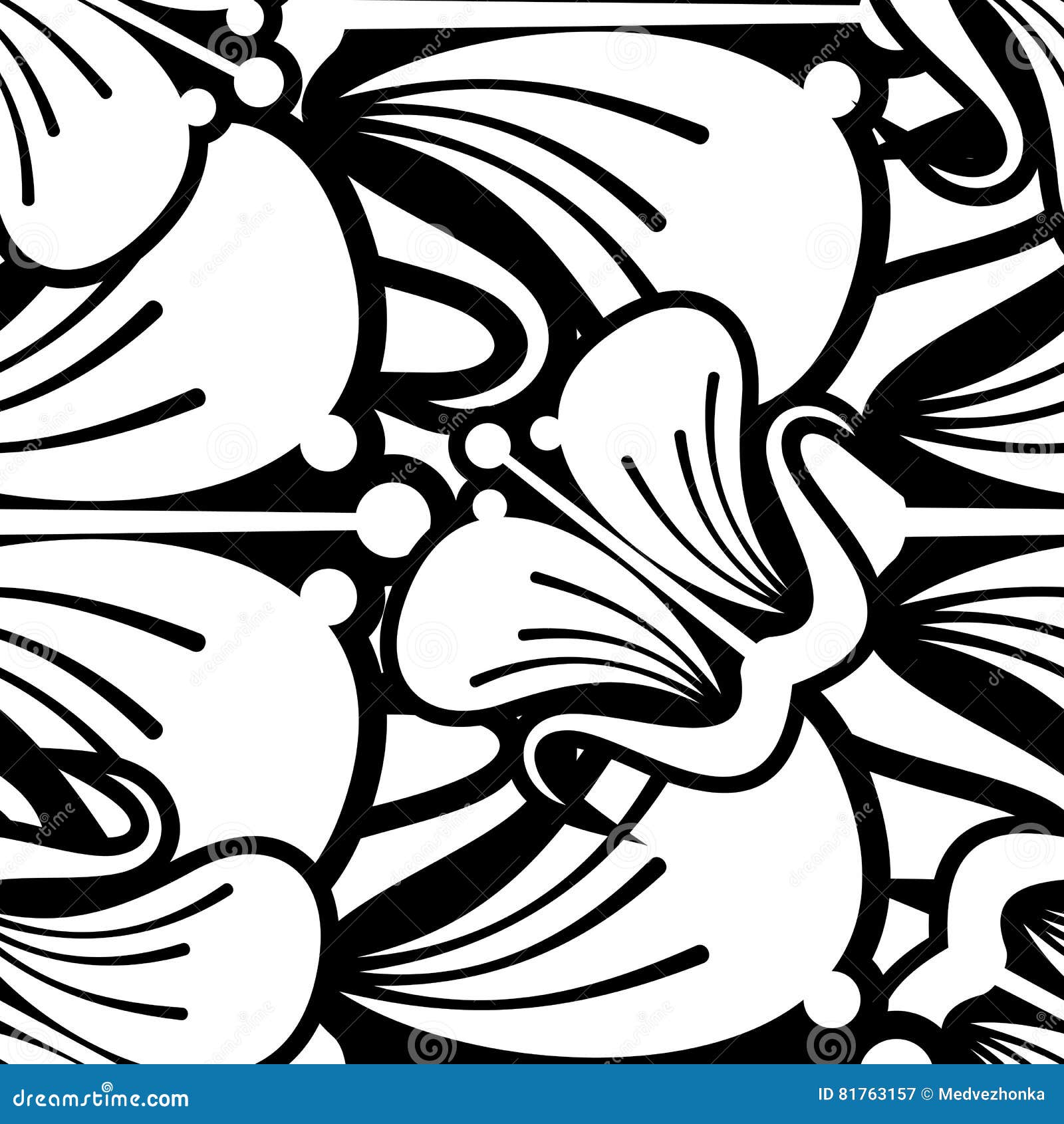 Seamless Pattern with Abstract Outline Flowers on a White Background ...