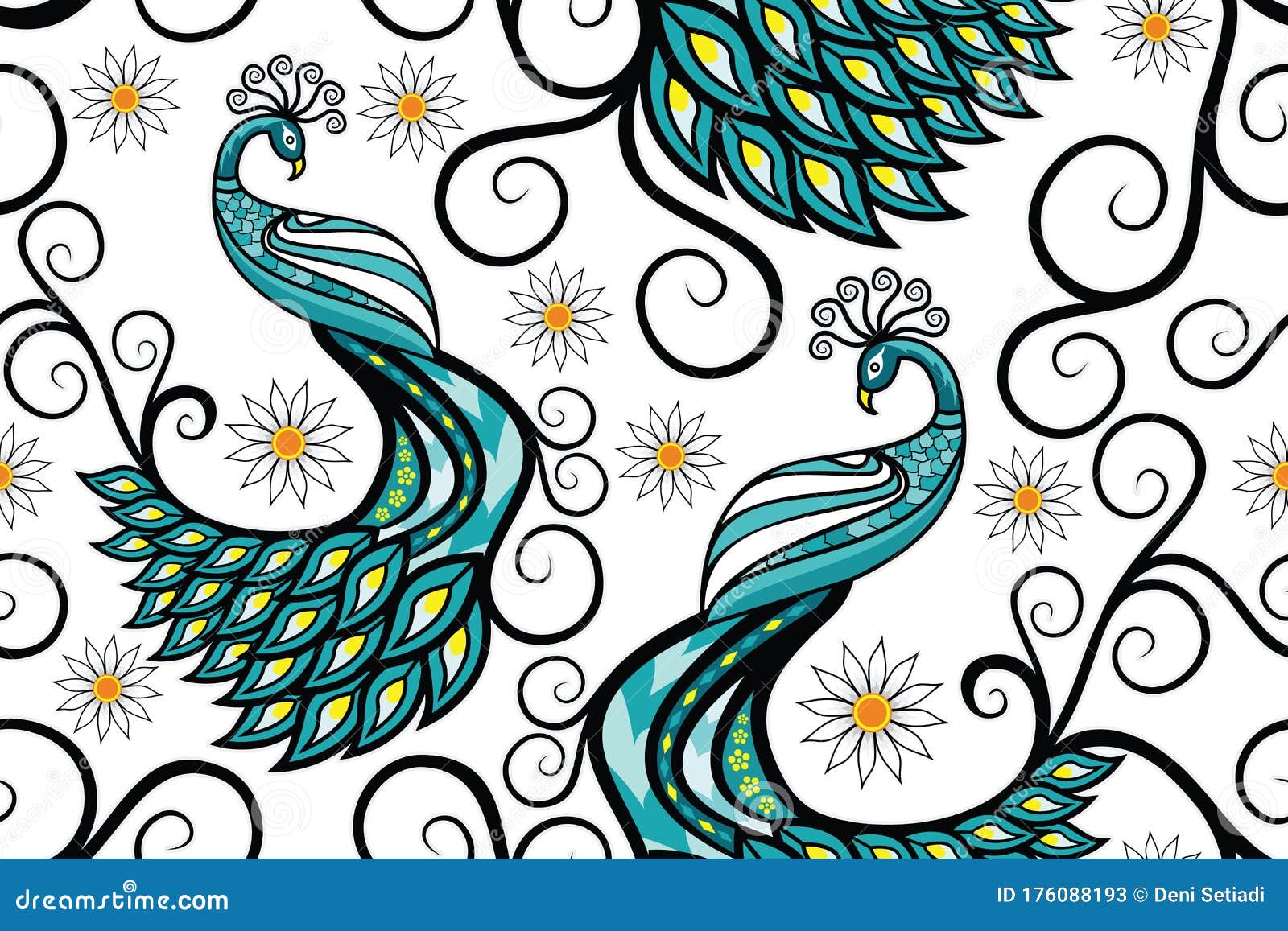 Seamless Pattern with Abstract Peacock Stock Vector - Illustration of ...