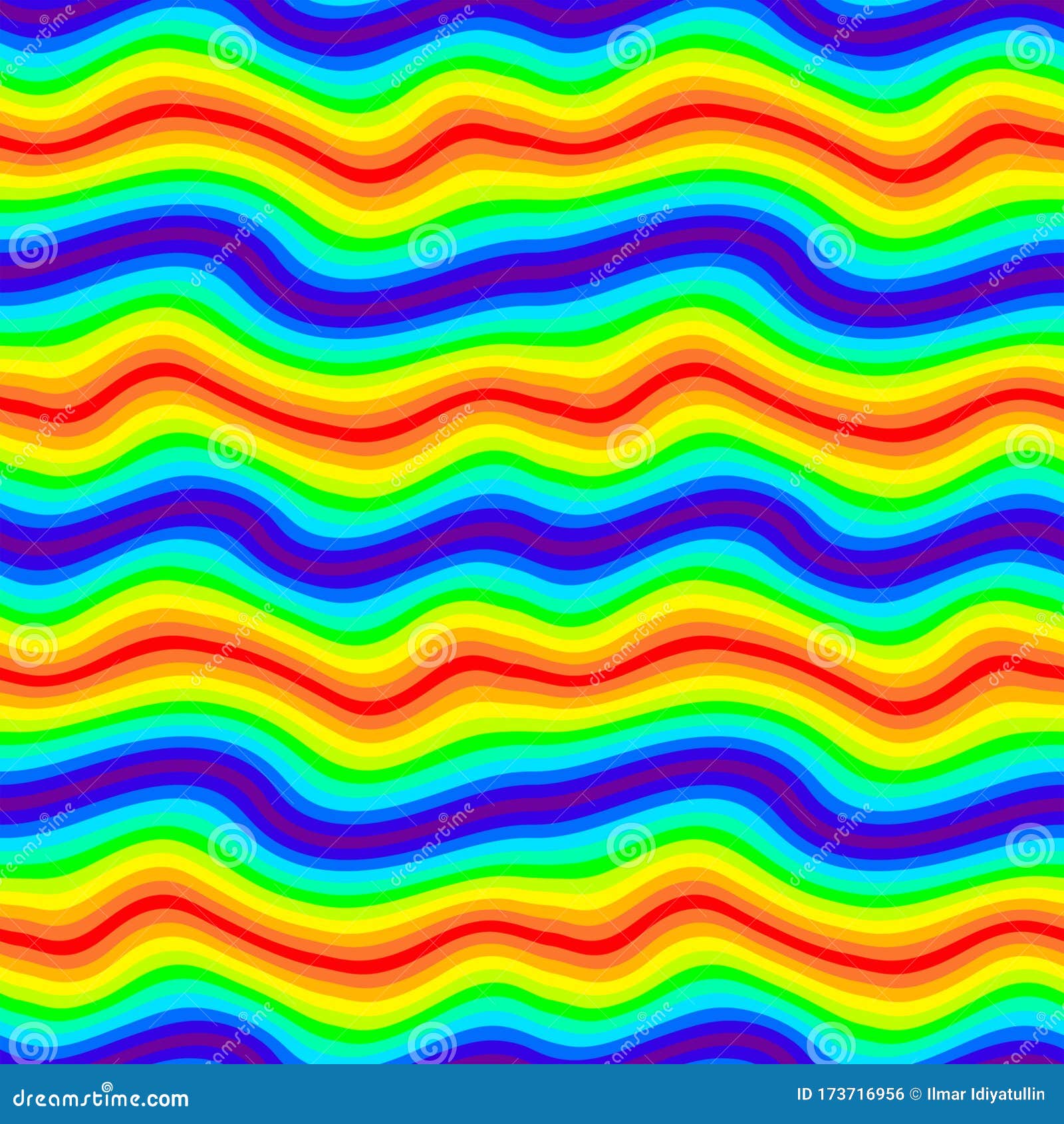 Abstract Rainbow Background of Horizontal Colored Wavy Stripes Stock ...