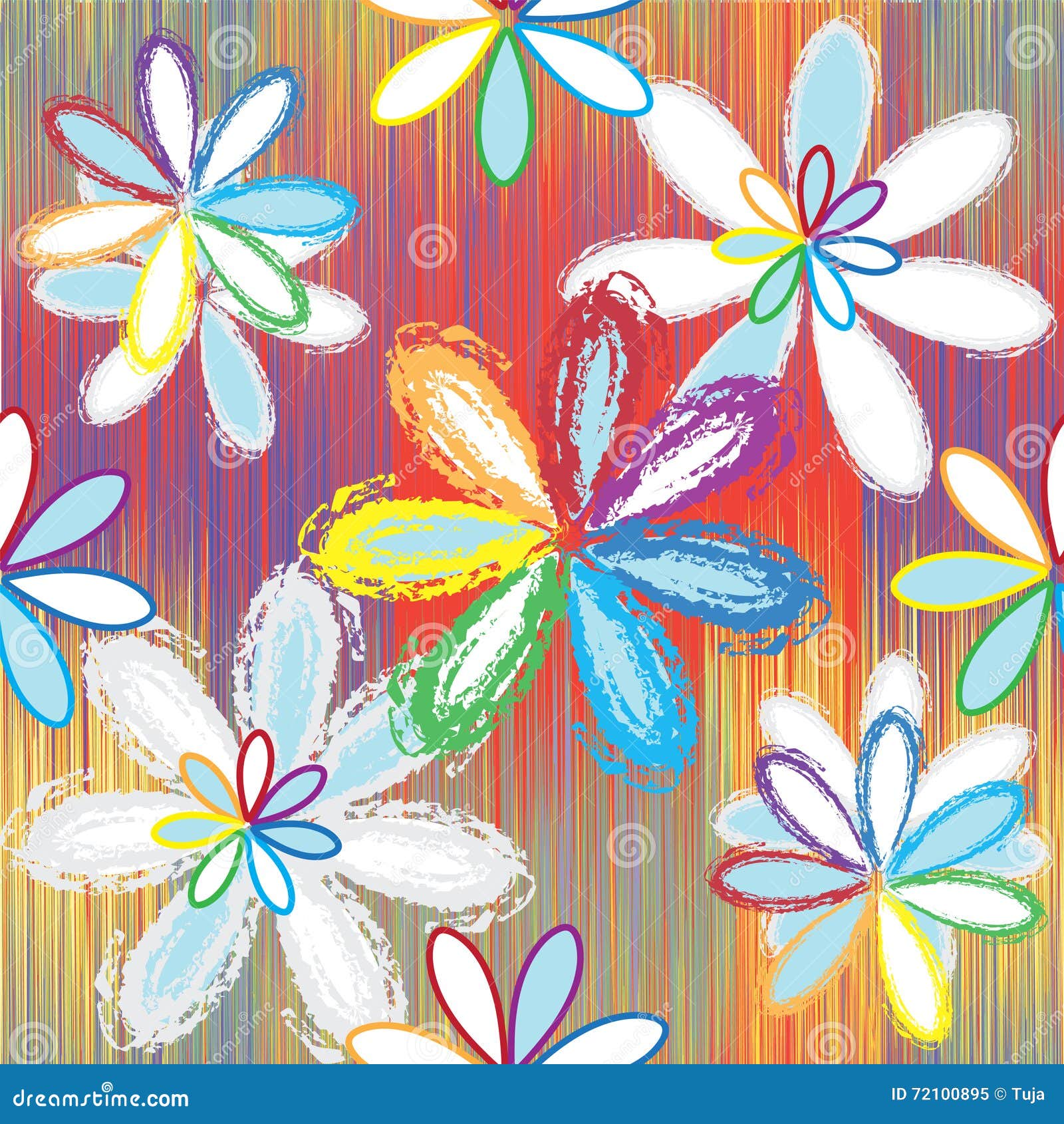 Seamless Pattern with Abstract Rainbow Flowers Stock Vector ...