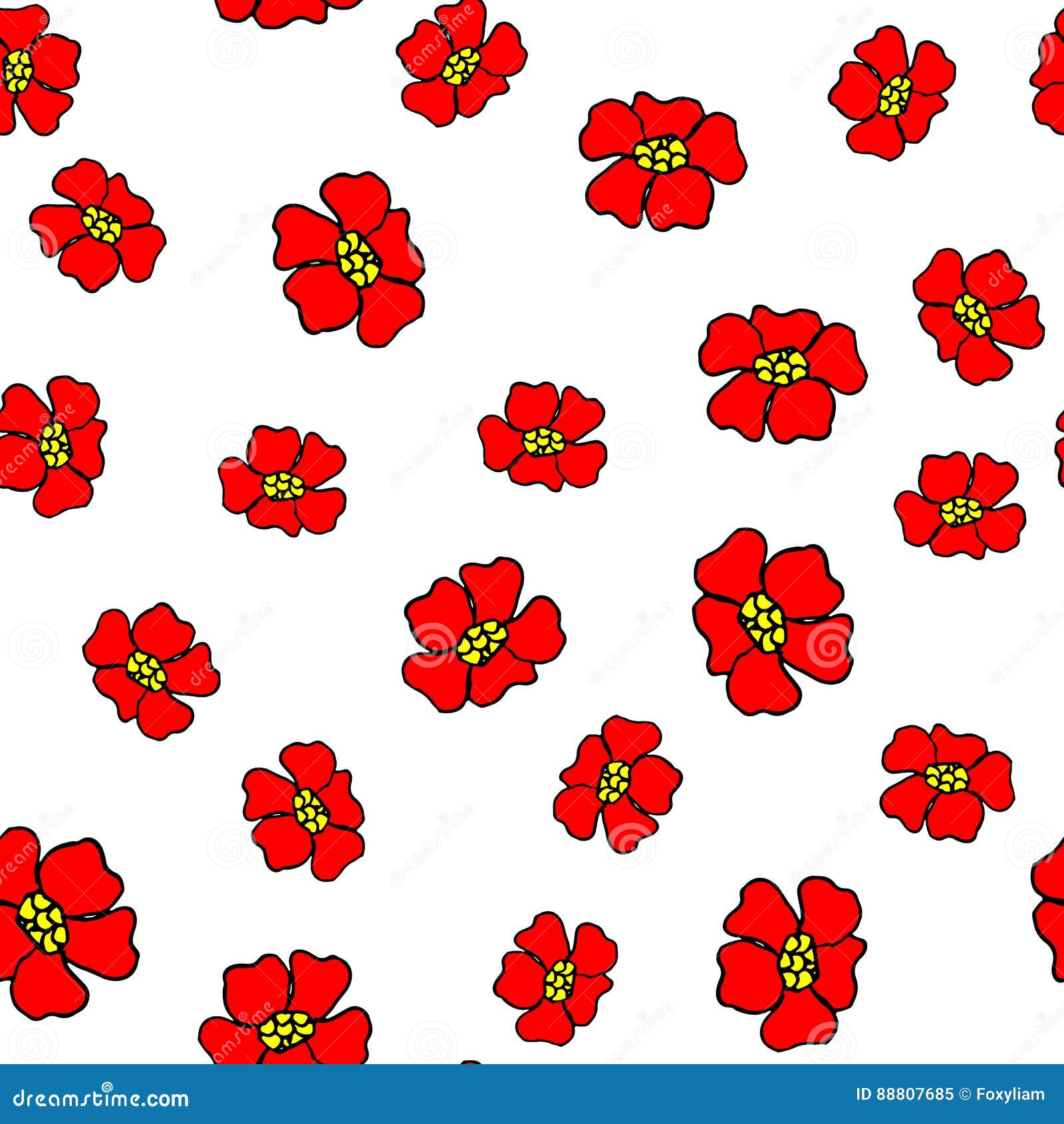 Seamless Pattern with Abstract Red Flowers Stock Vector - Illustration ...