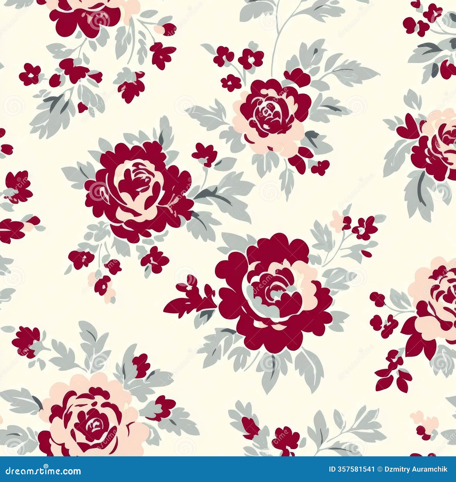 Seamless Pattern of Abstract Red Roses in a Floral Design. Great for ...